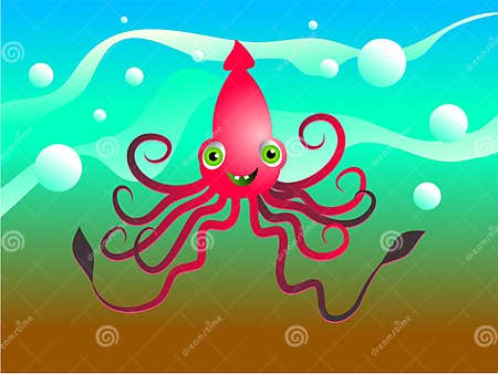 Happy squid stock illustration. Illustration of nature - 423935