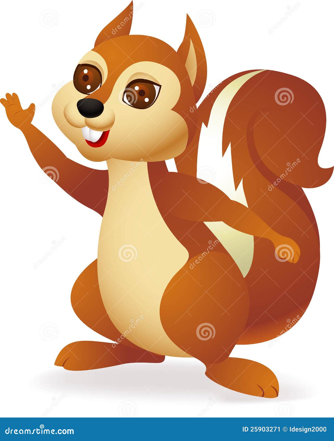 Happy Squirrel with Hand Waving Stock Illustration - Illustration of ...
