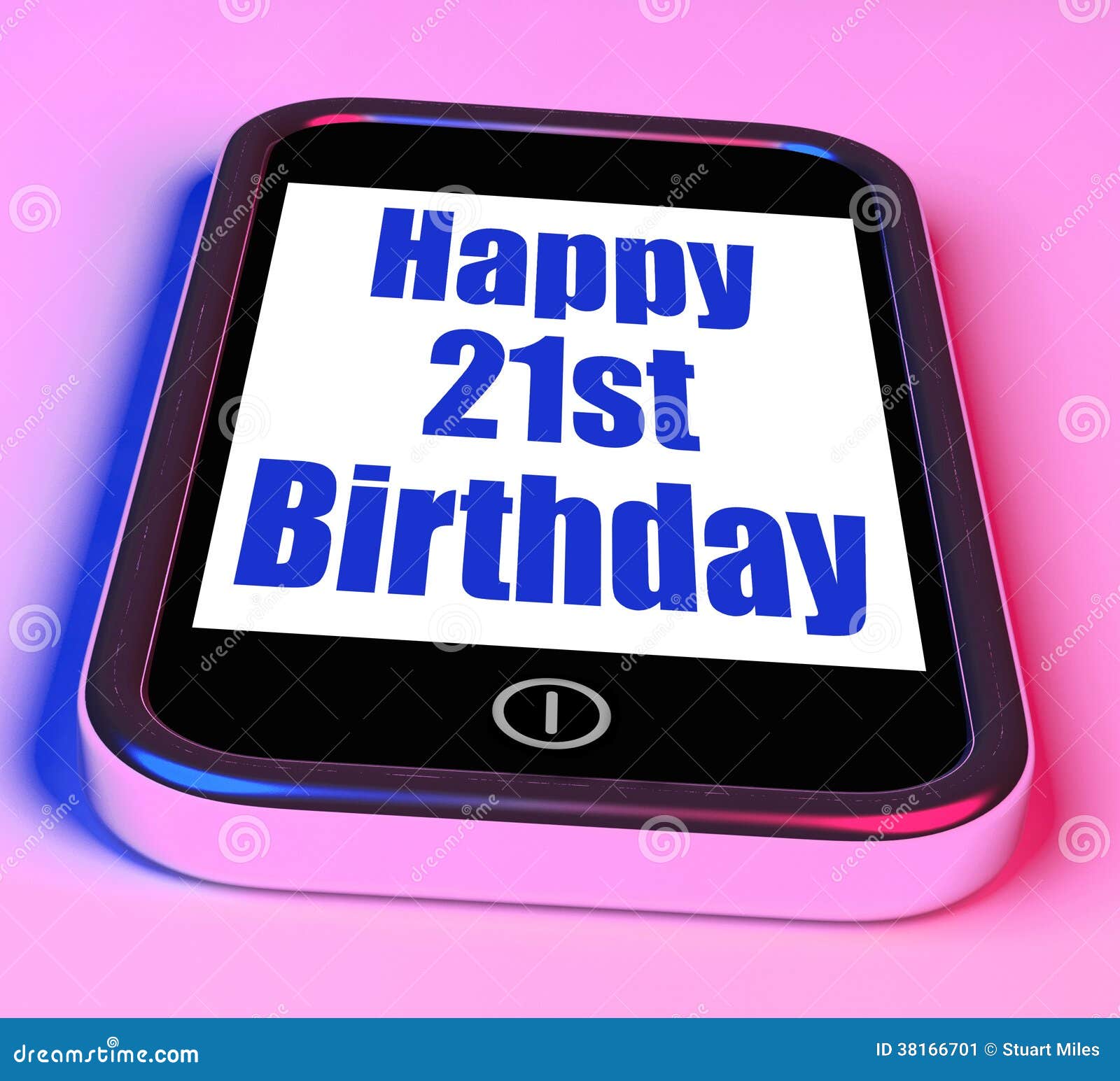 Happy 21st Birthday on Phone Means Twenty First One Stock Illustration ...