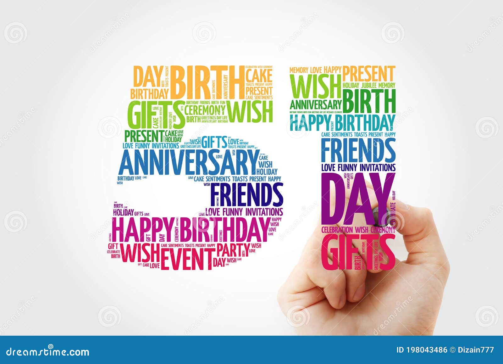 Happy 51st Birthday Word Cloud with Marker, Collage Concept Stock Photo ...