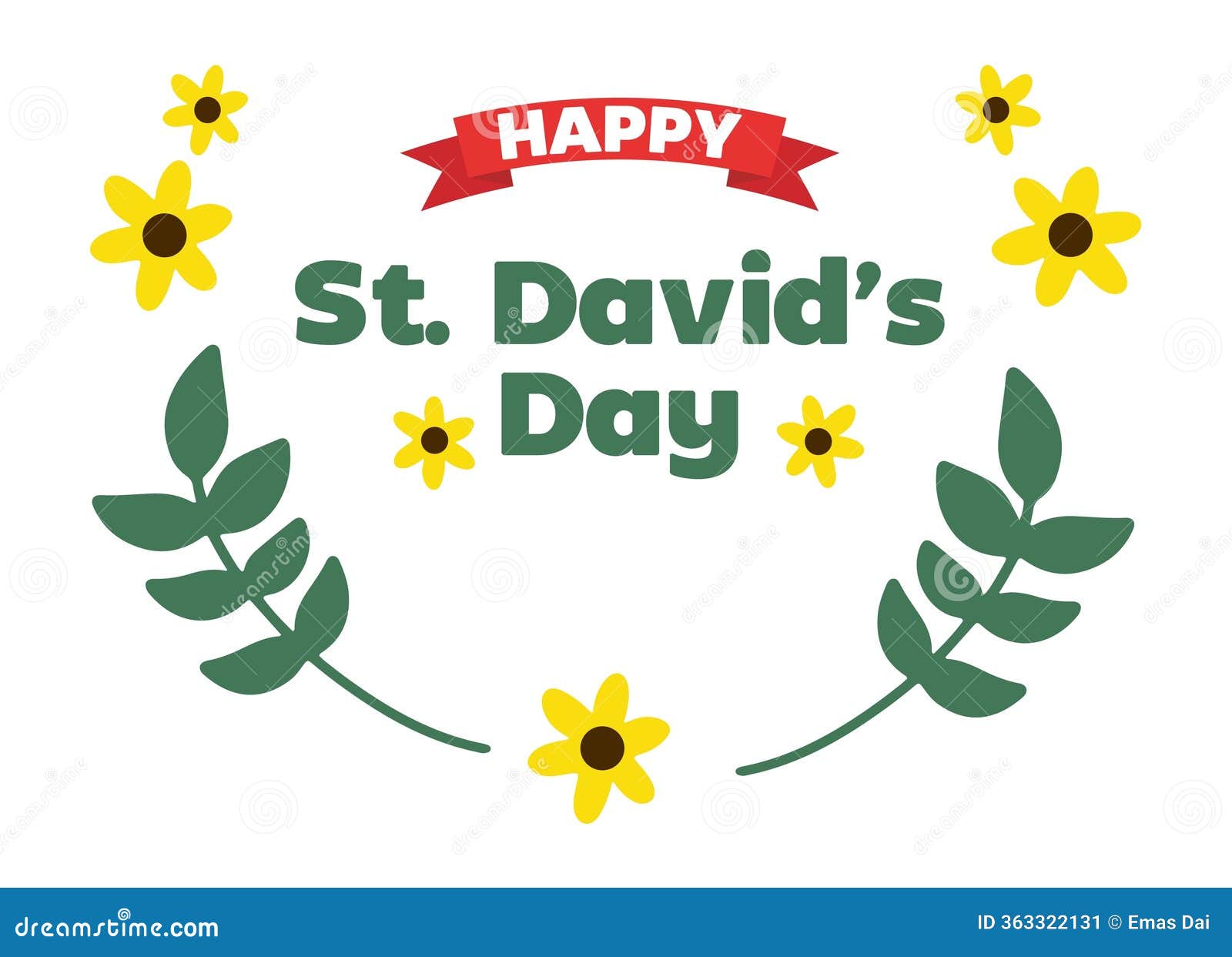 Happy St David S Day with Flower Plants Stock Illustration ...