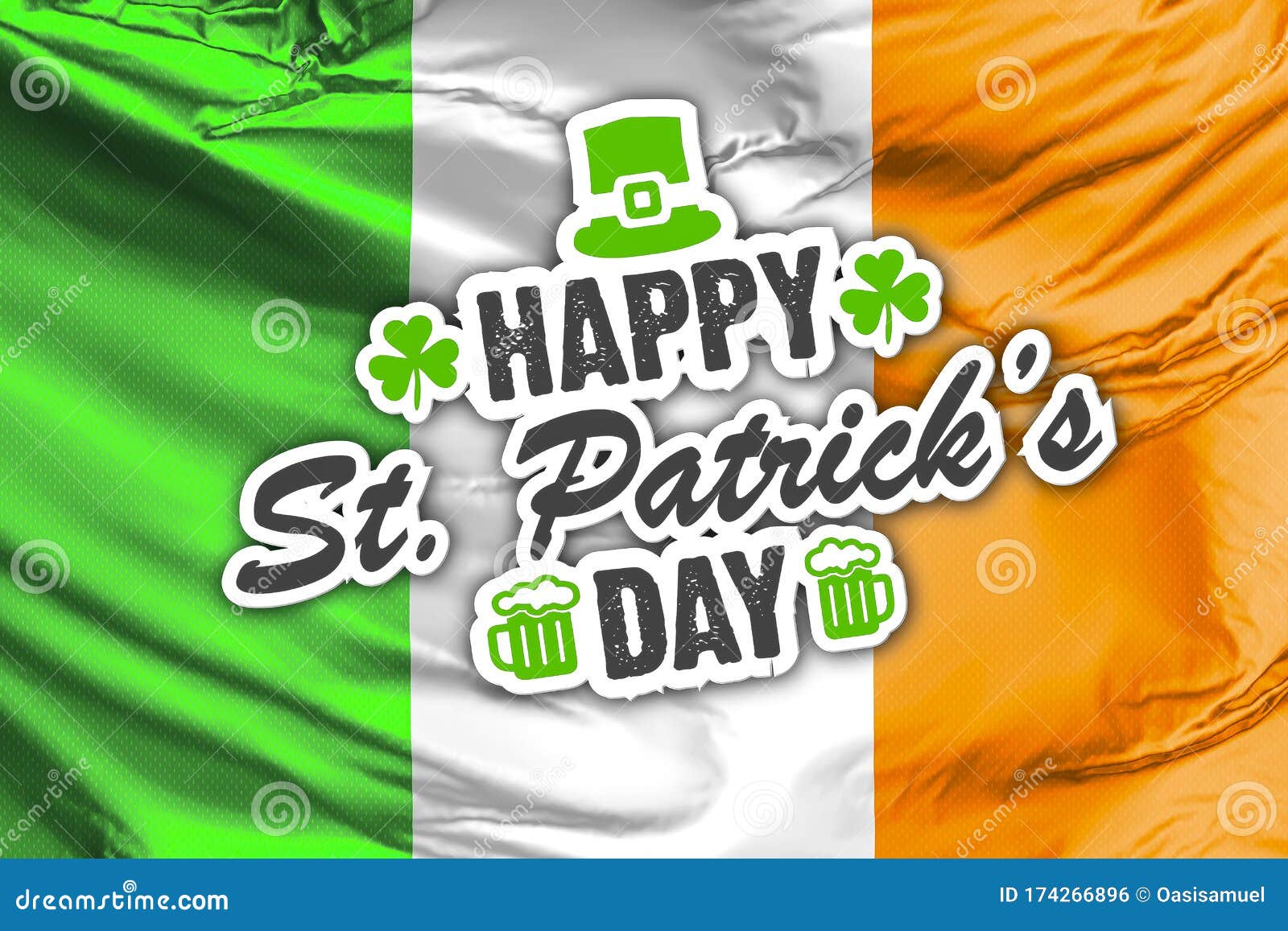 Happy St. Patrick`s Day Flag Stock Illustration - Illustration of signs ...