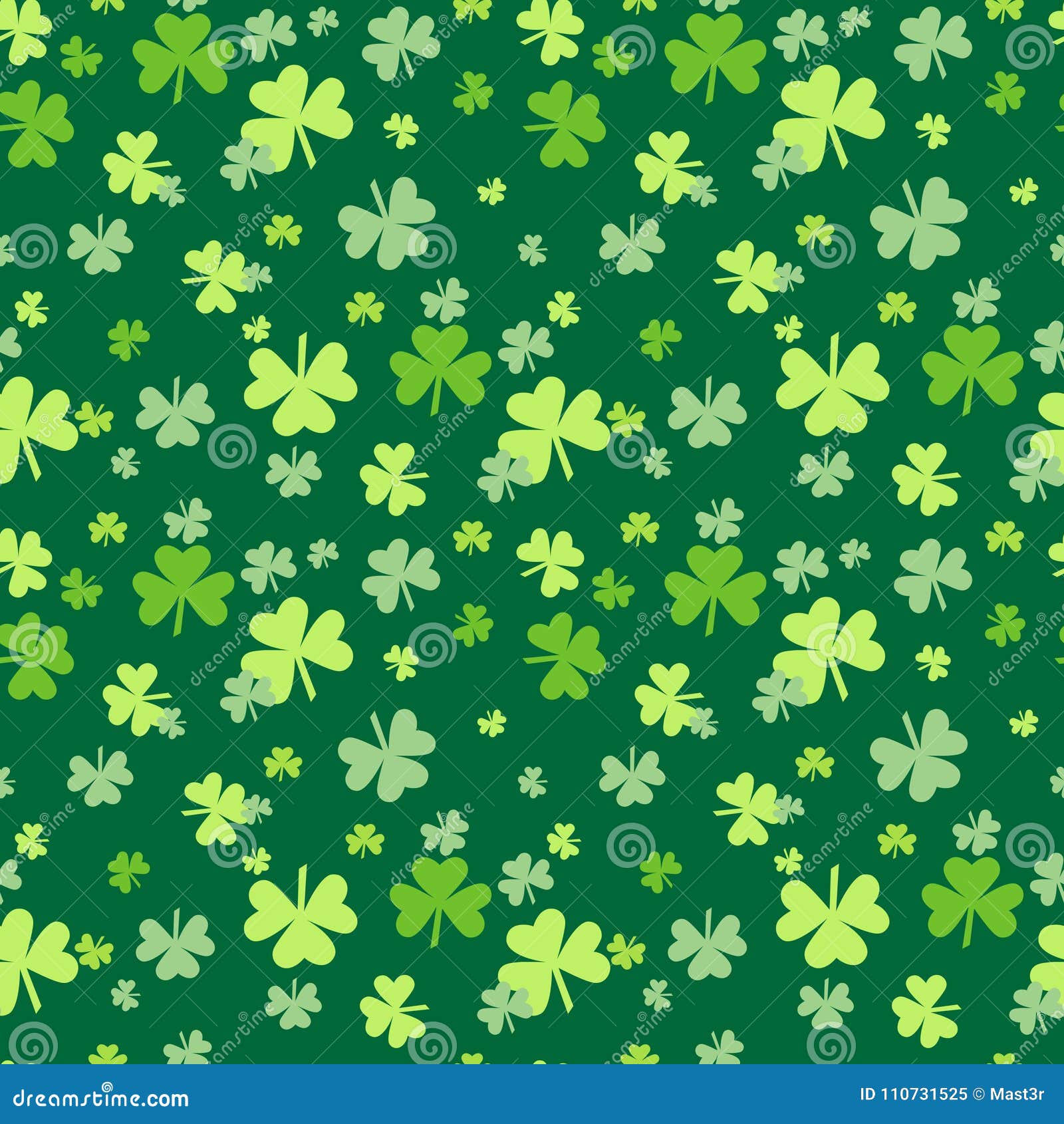 Happy St Patricks Day Seamless Pattern Shamrock Green Background Stock
