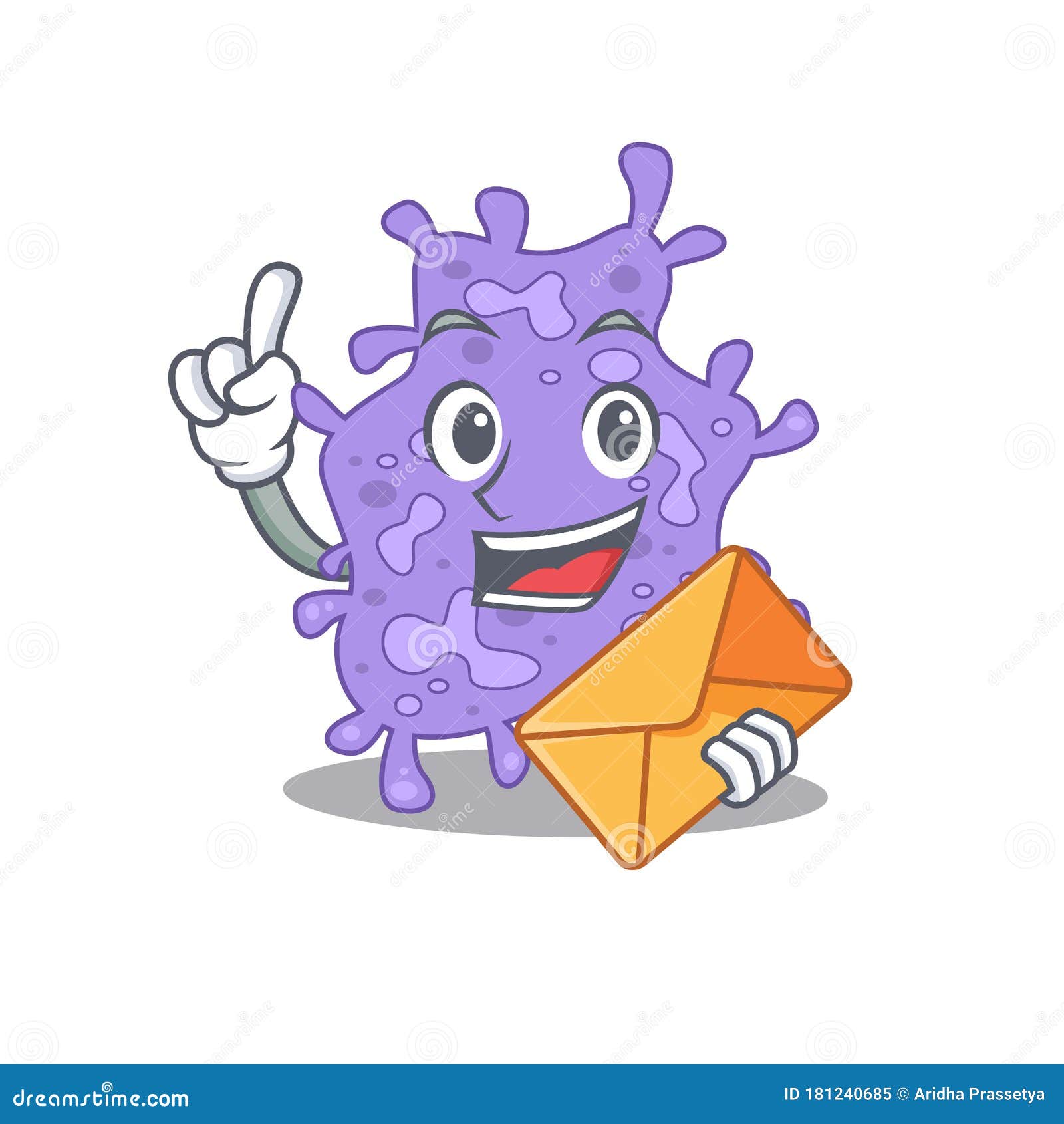 Happy Staphylococcus Aureus Mascot Design Concept with Brown Envelope ...