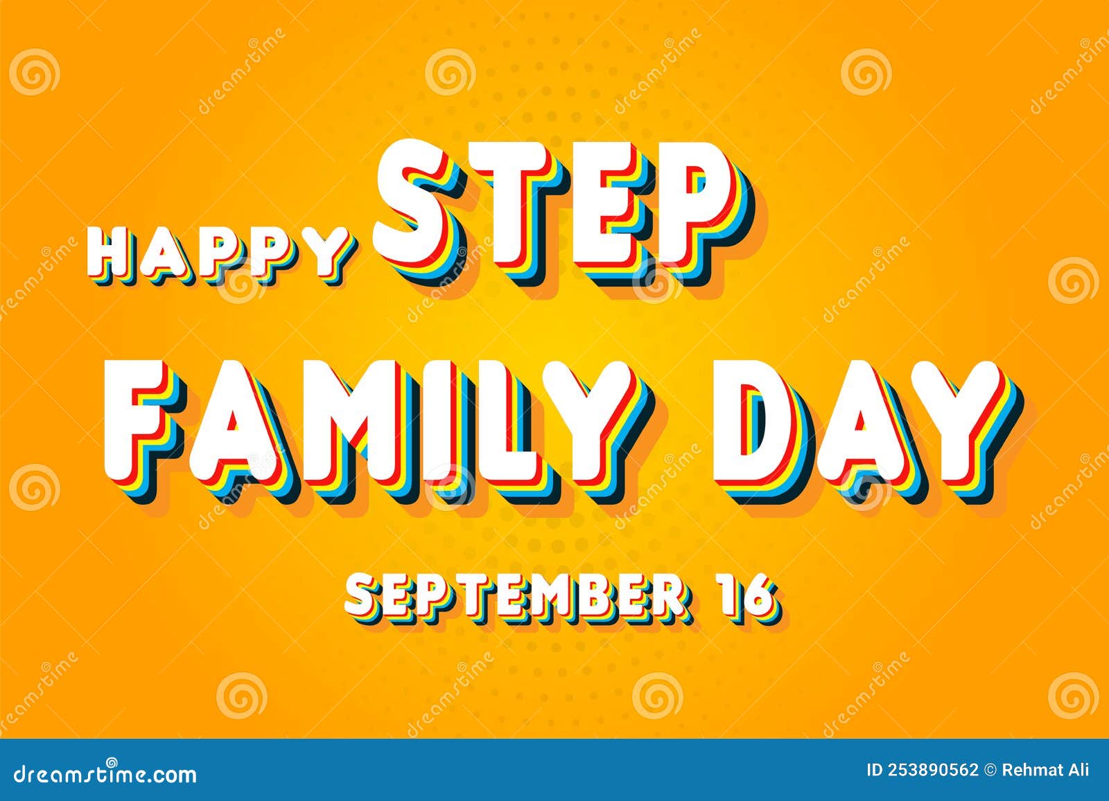 Happy Step Family Day, September 16. Calendar of September Retro Text ...