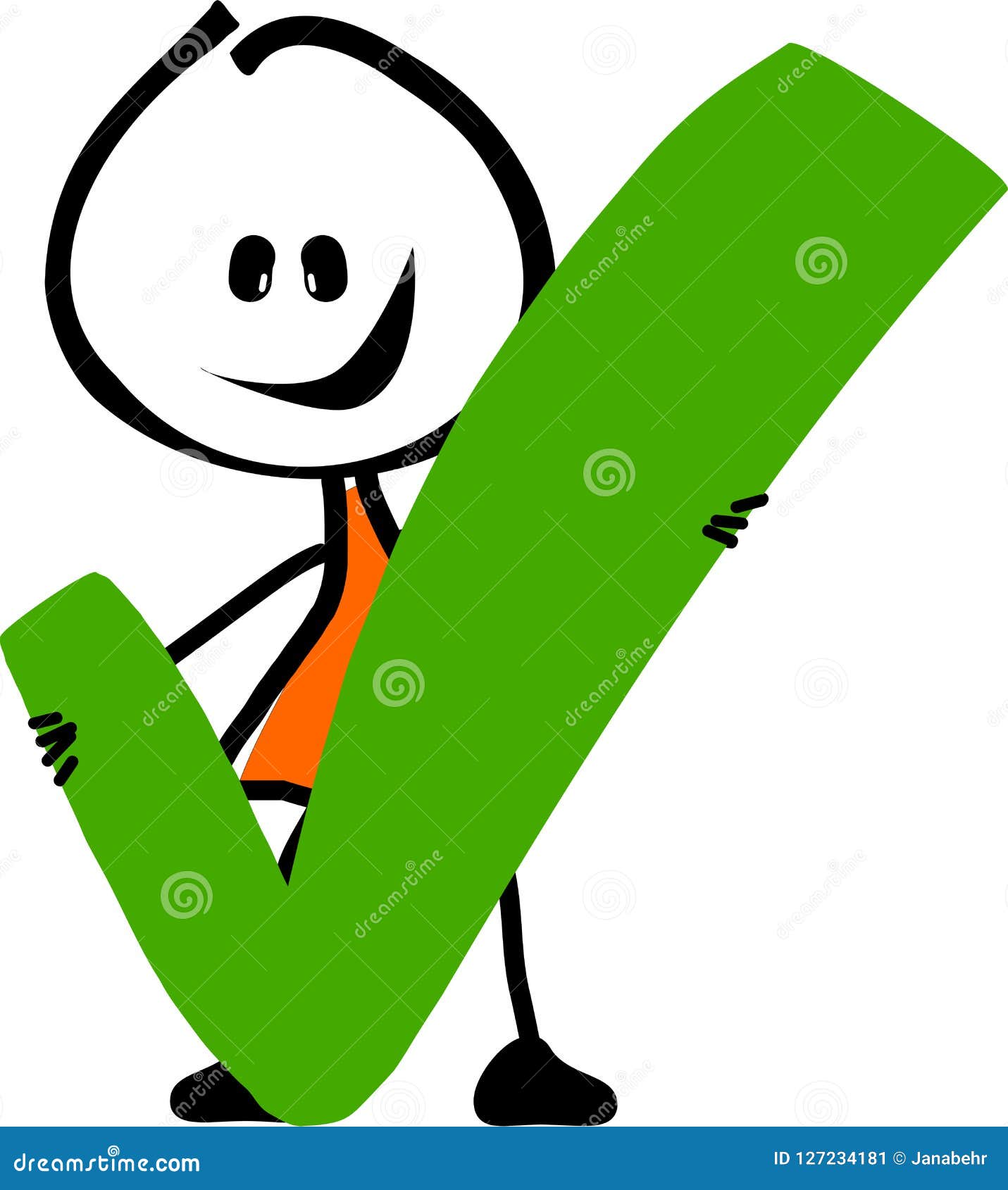 Stick figure with a check stock illustration. Illustration of green ...