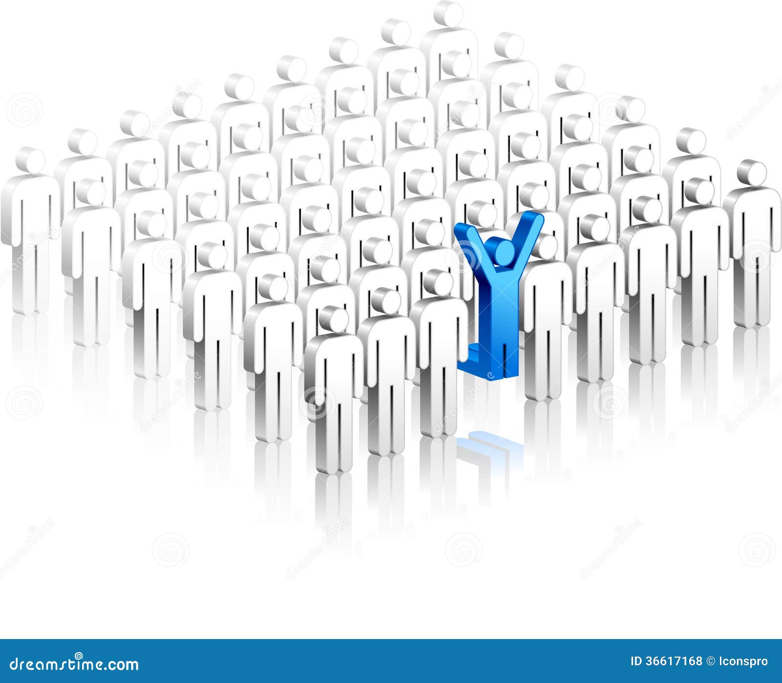 Happy Stick Figure among Many Stock Illustration - Illustration of jump ...