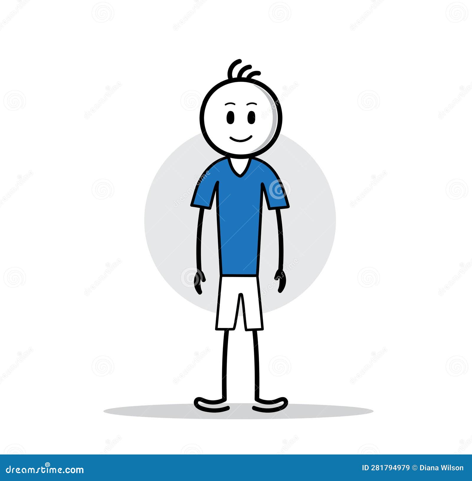 Happy Stickman in the Spotlight with a Smile Stock Illustration ...