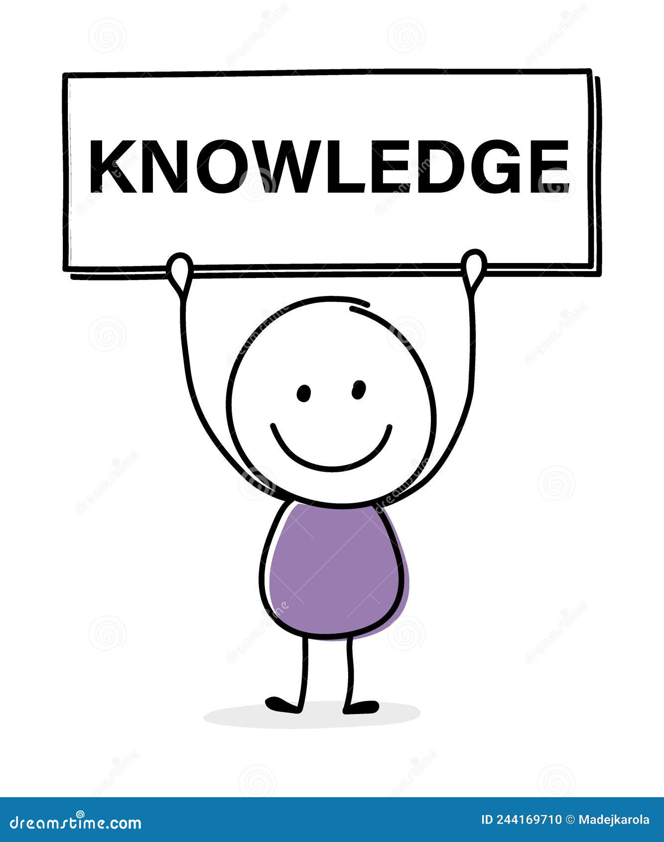 Happy Stickman With Text On A Board - Knowledge. Vector | CartoonDealer ...