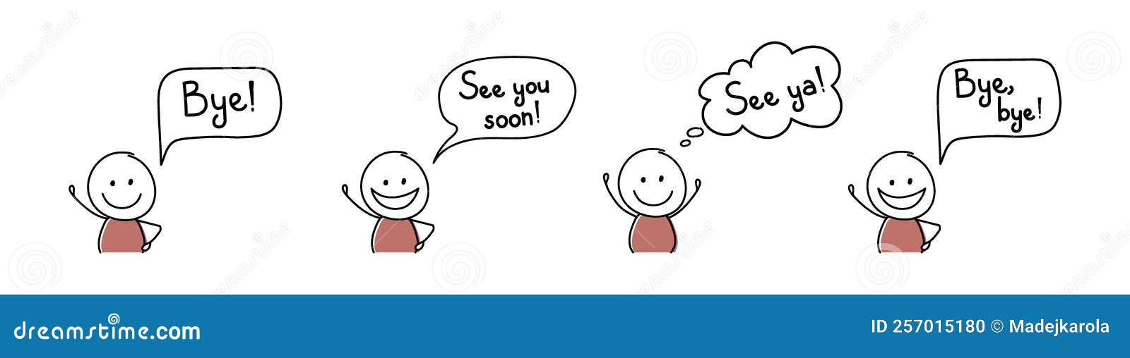 Happy Stickman With Text Bye See Ya See You Soon Vector Stock Illustration Illustration