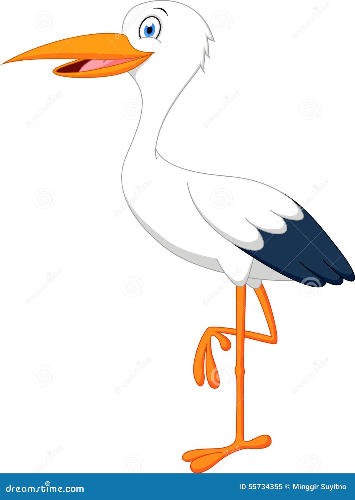Happy stork cartoon stock vector. Illustration of cartoon - 55734355