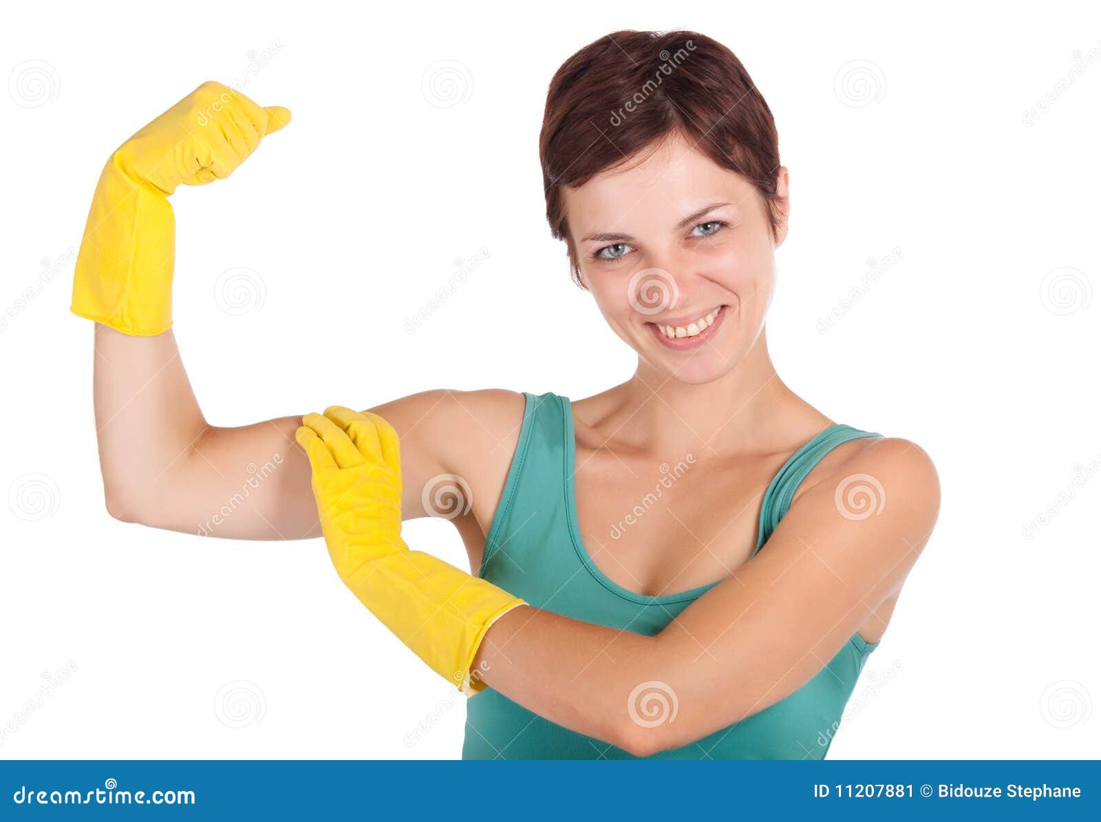Happy Strong Cleaning Woman Stock Image - Image of cleaner, showing ...