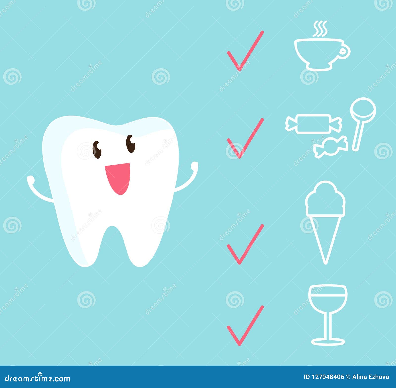 A Happy Strong Tooth is Not Afraid of Destroyers Stock Vector ...