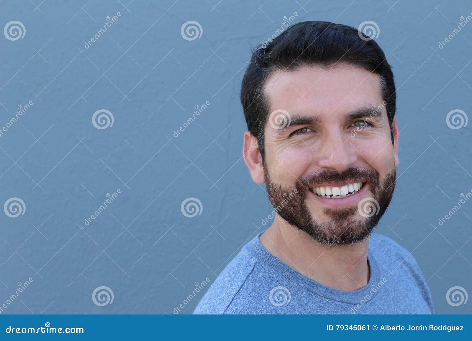 Happy Stubble Guy in Blue, Portrait Stock Image - Image of portrait ...
