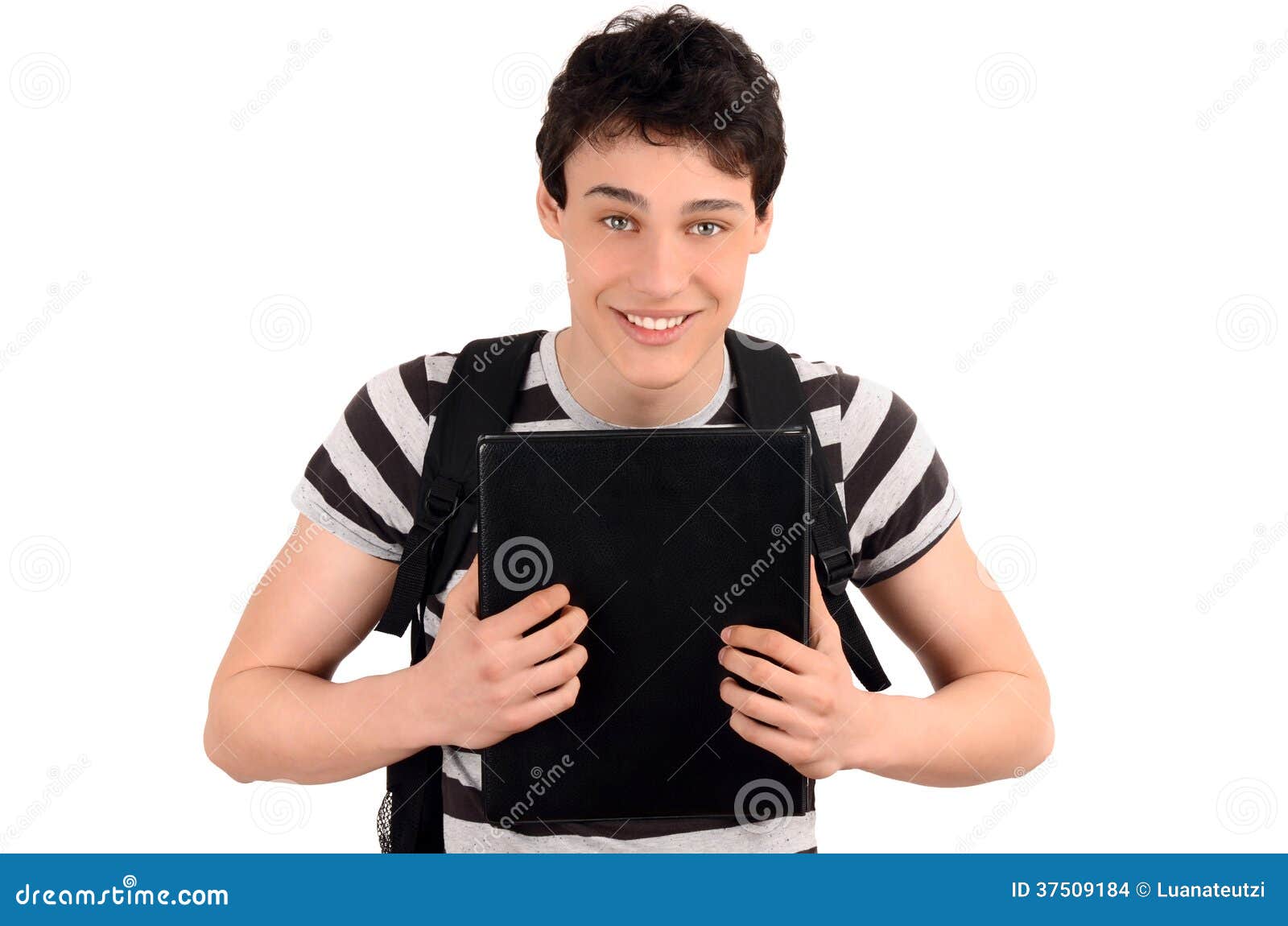 Happy Student Back To School. Handsome Student Smiling Holding a ...
