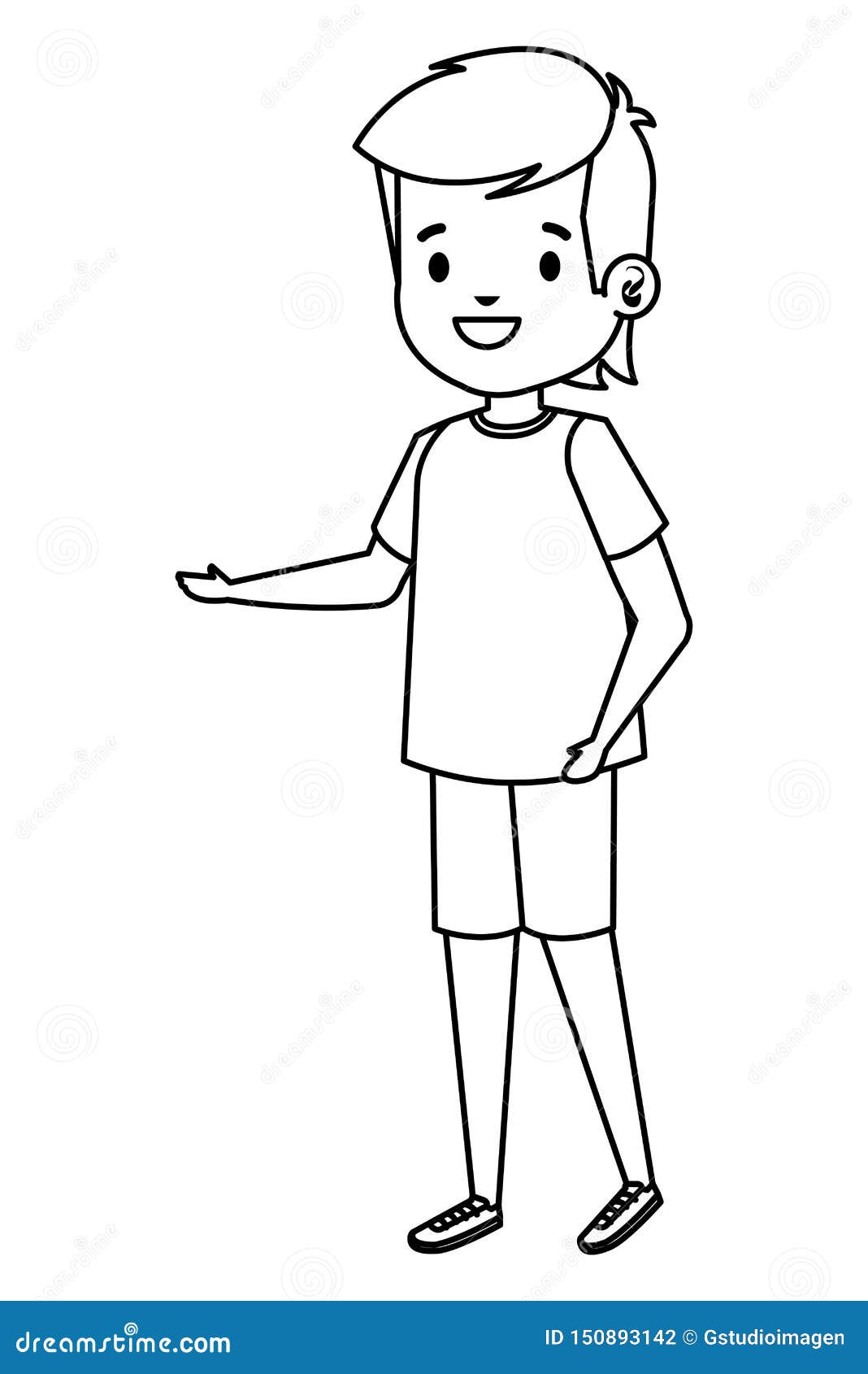 Happy Student Boy Comic Character Stock Illustration - Illustration of ...