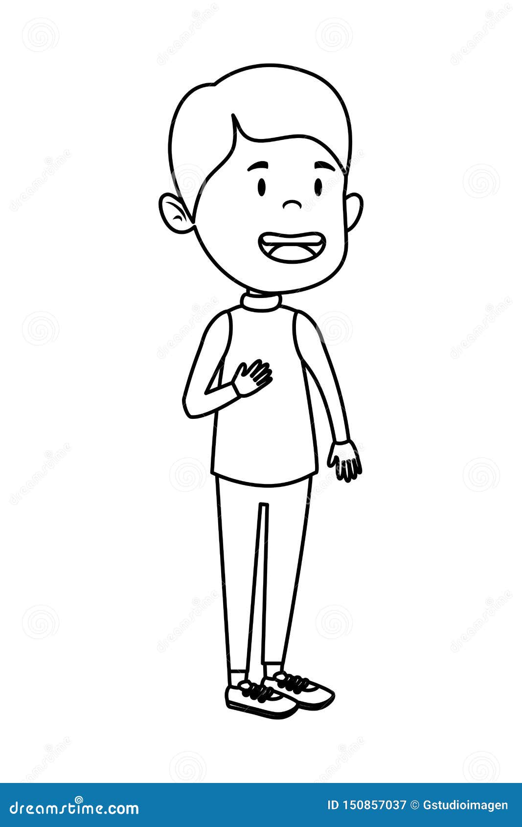 Happy Student Boy Comic Character Stock Illustration - Illustration of ...
