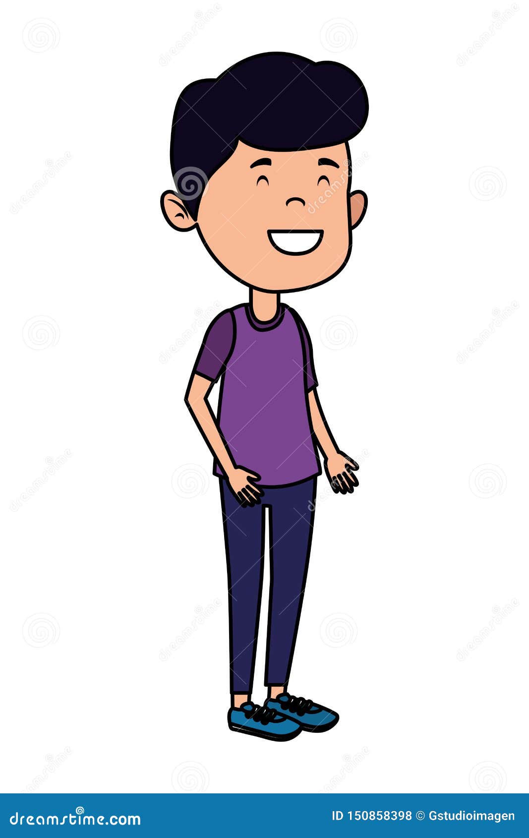 Happy Student Boy Comic Character Stock Photo - Image of happiness ...