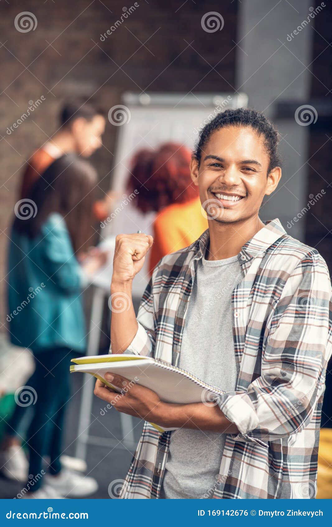 Cheerful Student Feeling Happy while Studying with Friends Stock Photo ...