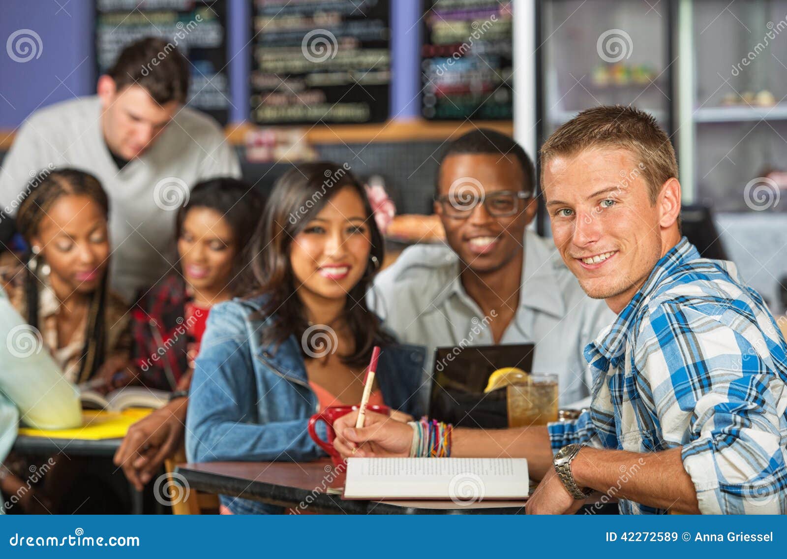 Happy Student with Friends stock image. Image of male - 42272589