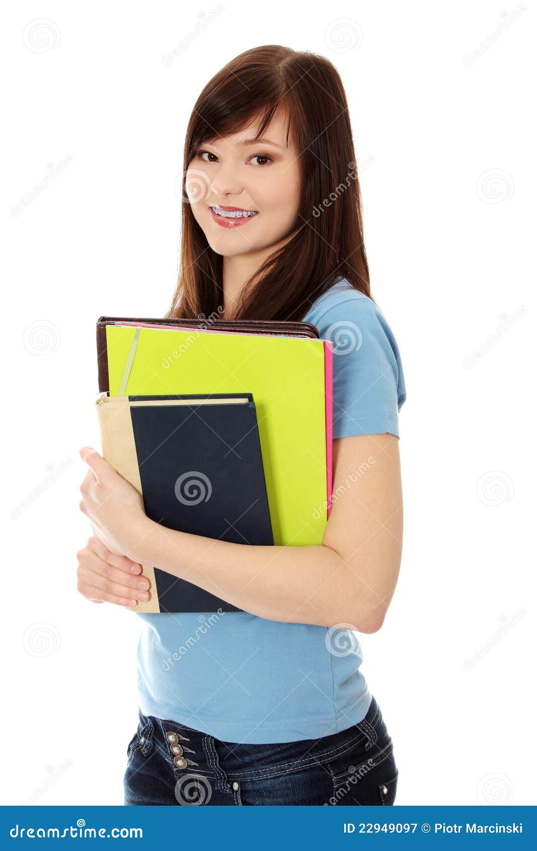 Happy student girl stock image. Image of holding, jeans - 22949097