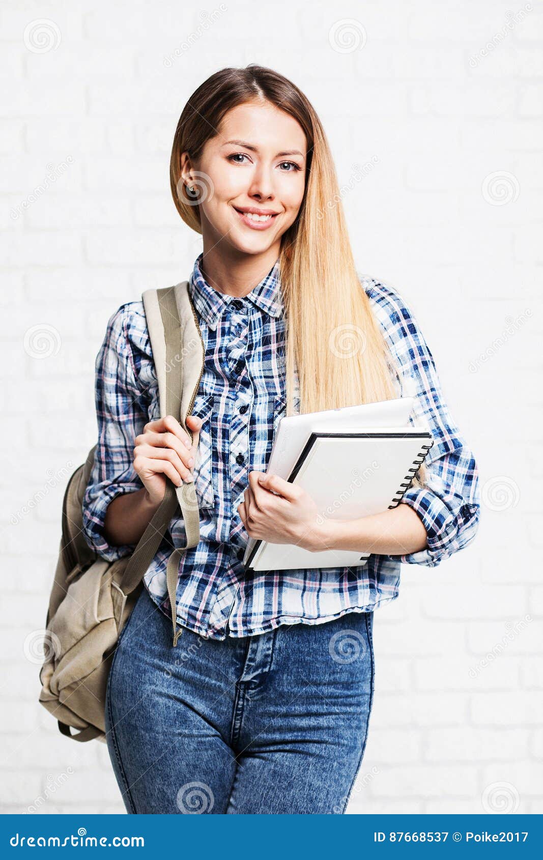 Happy student girl stock image. Image of blond, high - 87668537