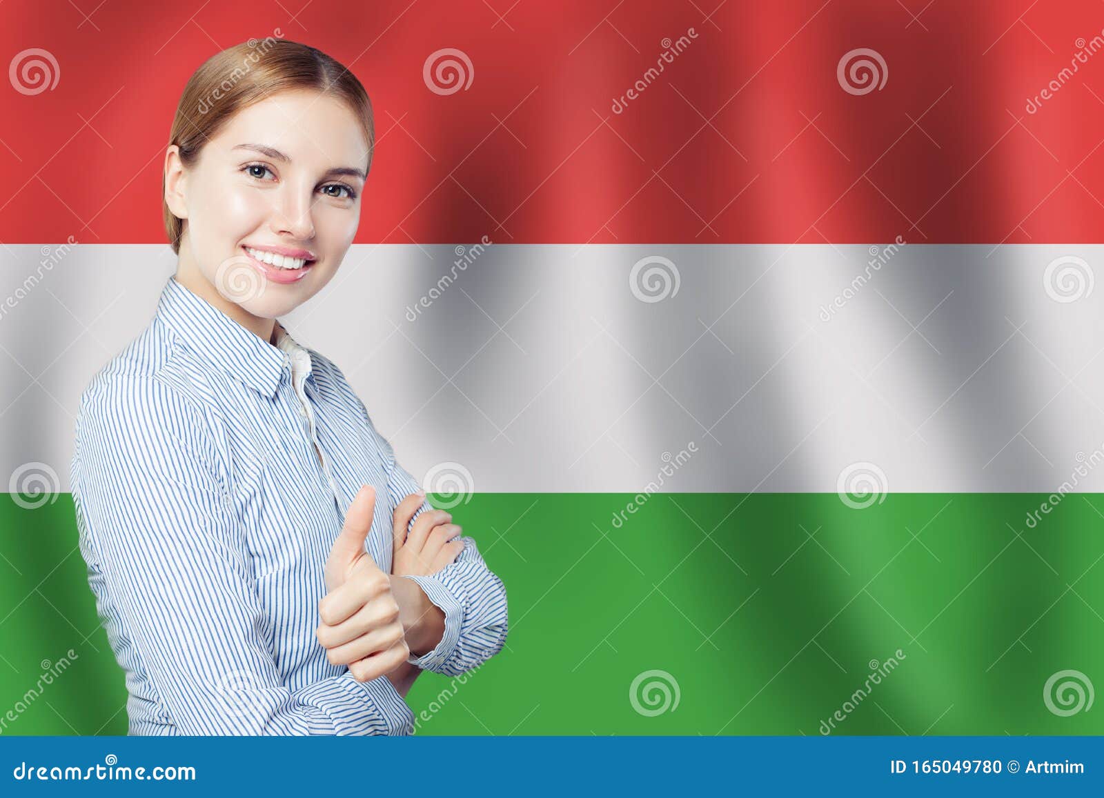 Happy Student Girl and Hungary Flag. Study Hungarian Language Stock ...
