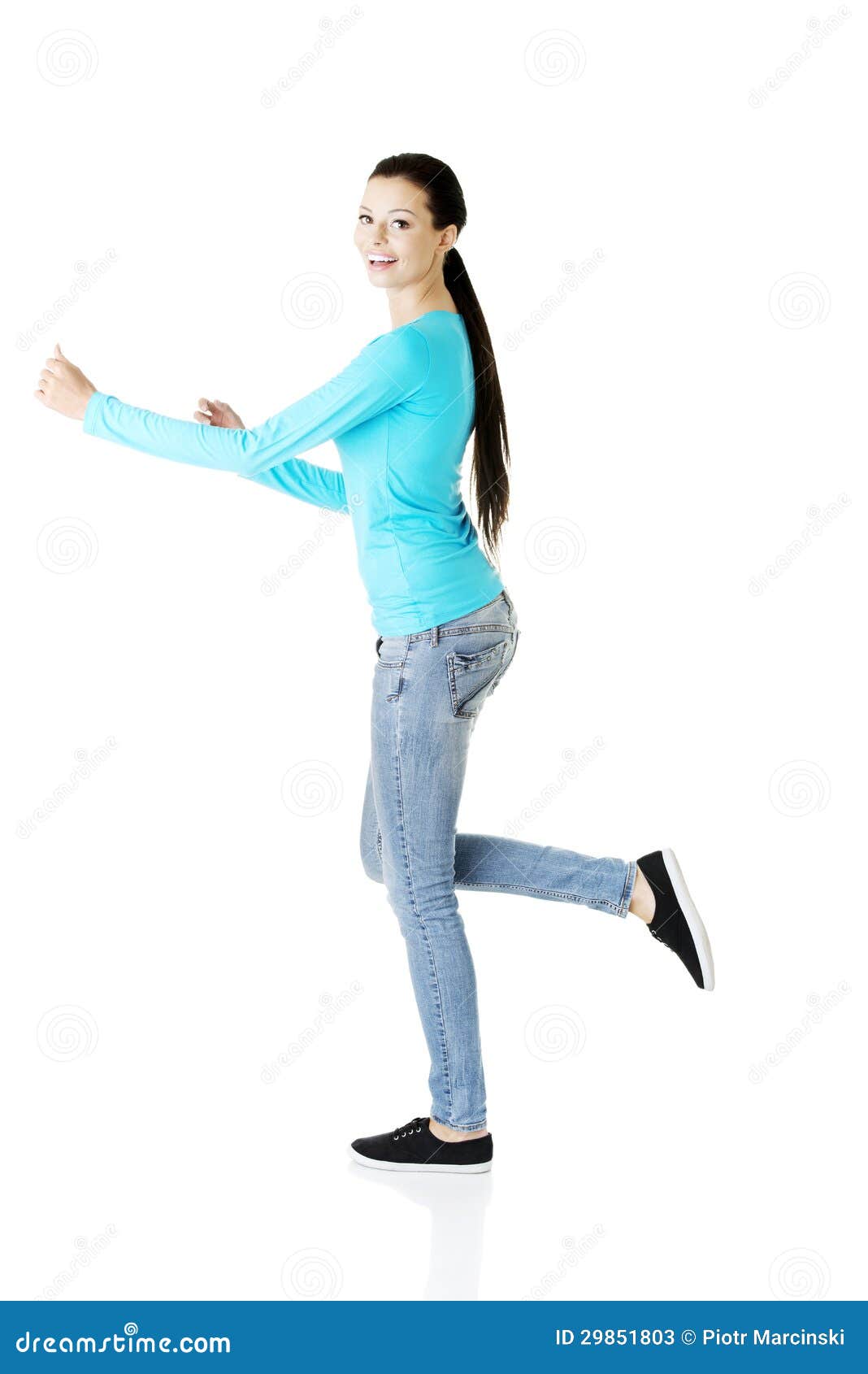 Happy student girl running stock image. Image of beautiful - 29851803