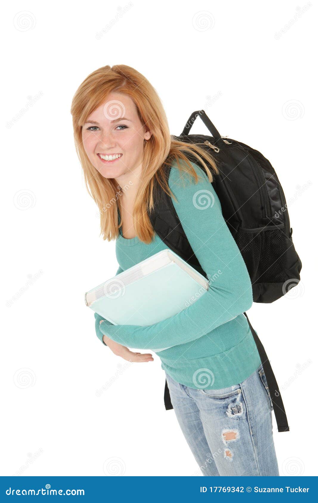 Happy Student Holding a Book Stock Photo - Image of american, education ...