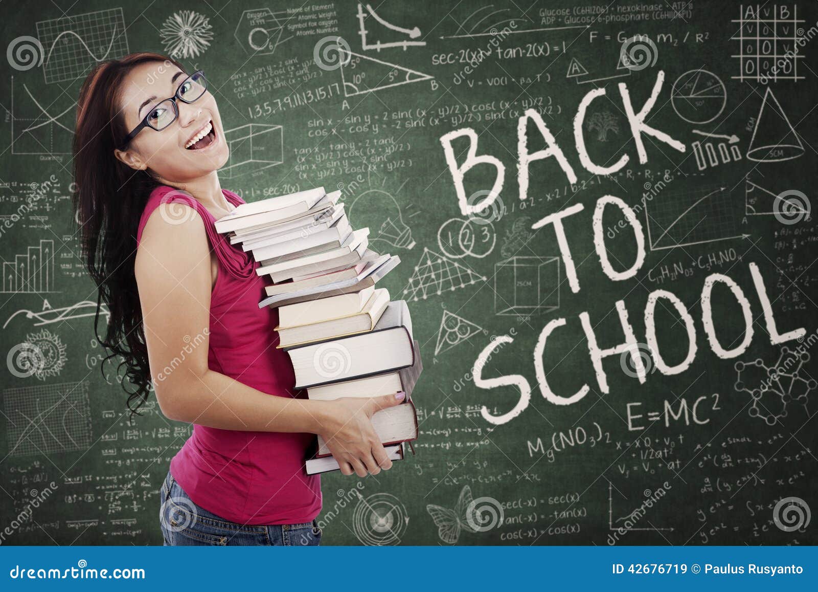 Happy Student Holds Textbooks in Class 2 Stock Image - Image of girl ...