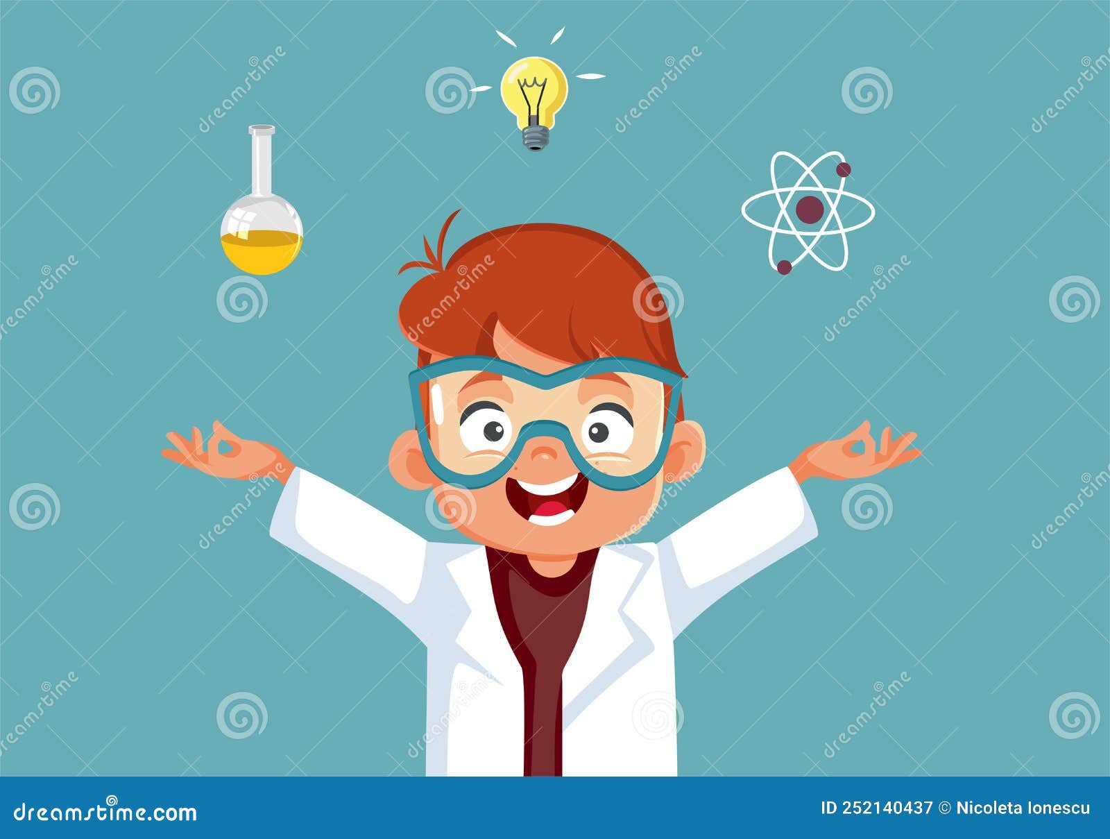 Student Enjoying Science Educational Subjects Vector Cartoon ...