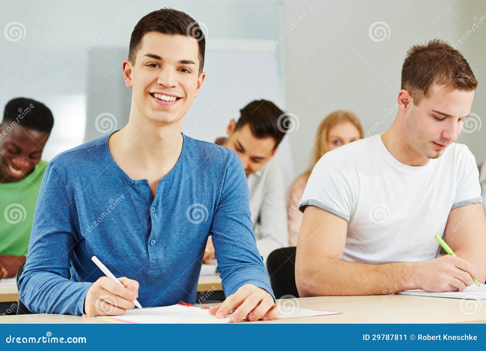 Happy Student Learning in School Stock Image - Image of happy, applied ...