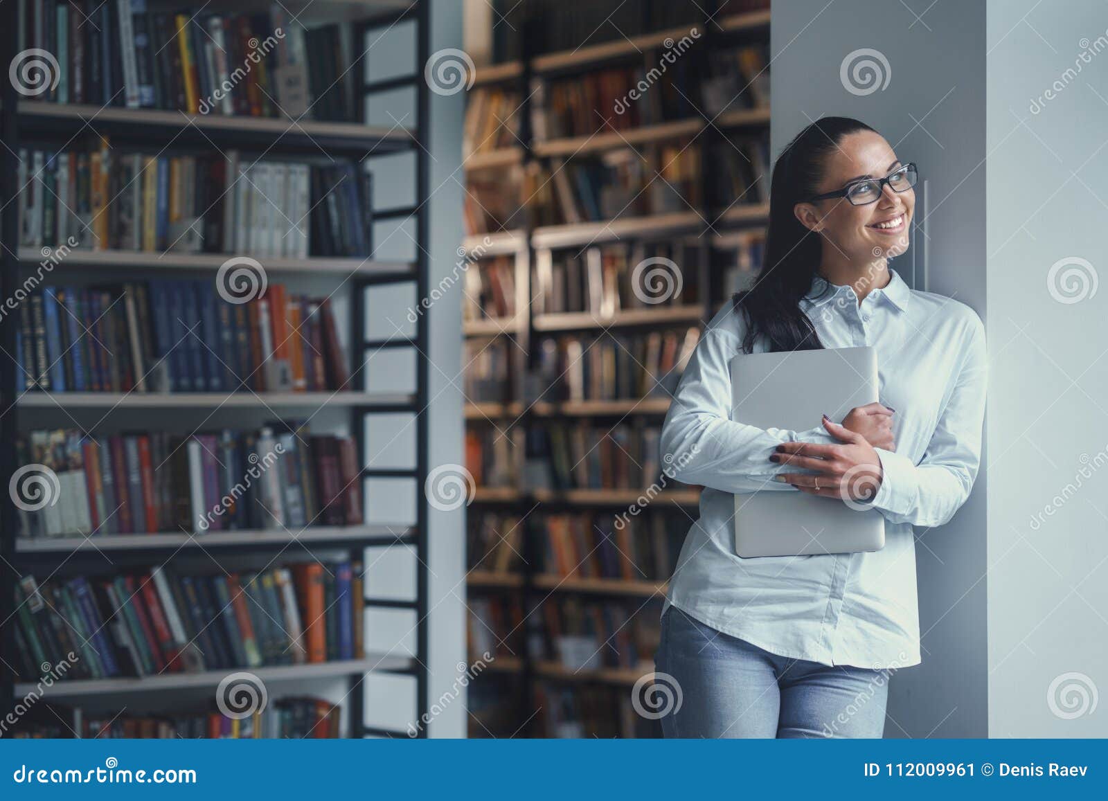 Happy Student in the Library Stock Image - Image of knowledge, smiling ...