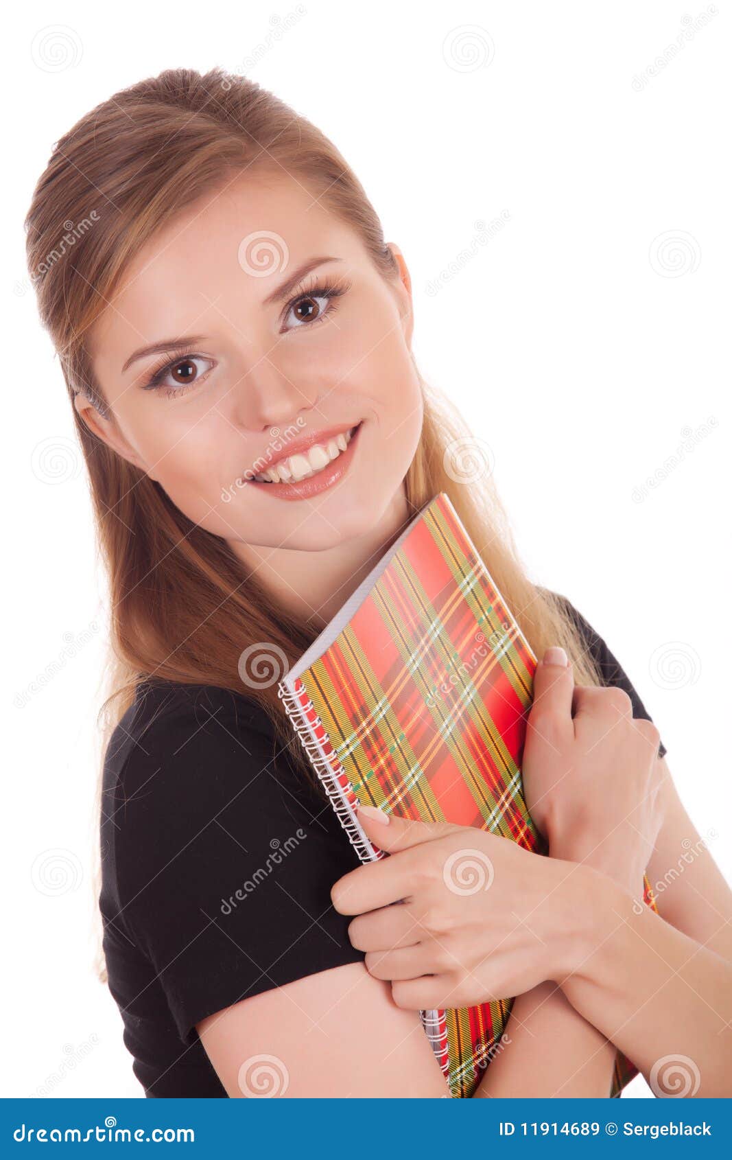 Happy Student with a Notebook Stock Image - Image of thinking, smiling ...