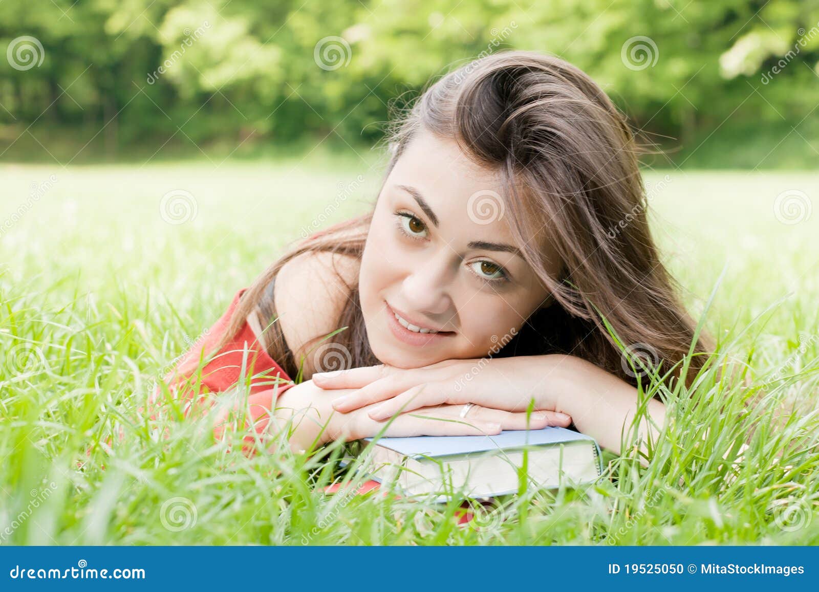 Happy Student Outdoors Relaxed Stock Photo - Image of field, idyllic ...