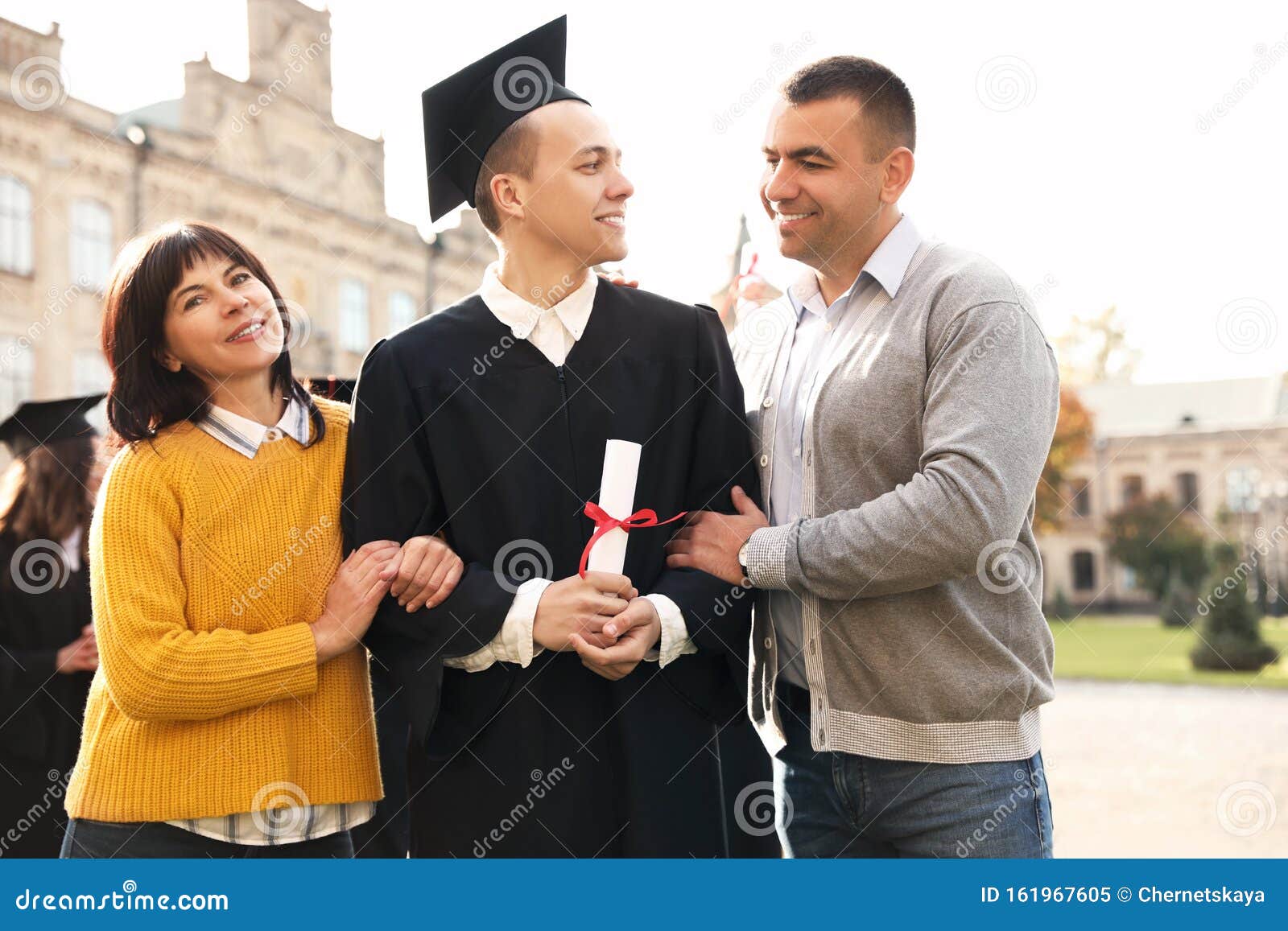 Happy Student with Parents after Graduation Ceremony Stock Image ...