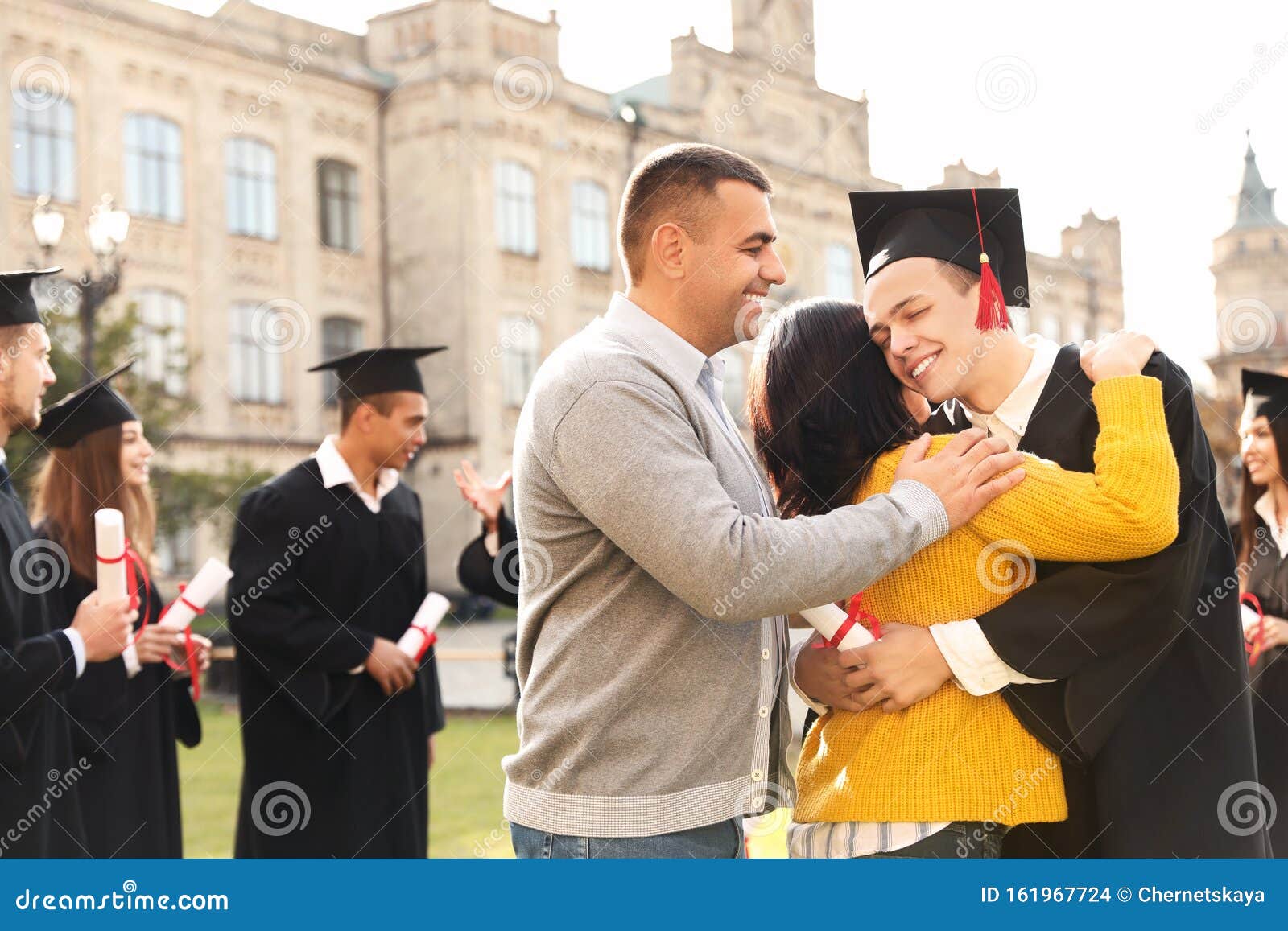 Happy Student with Parents after Graduation Ceremony Stock Photo ...