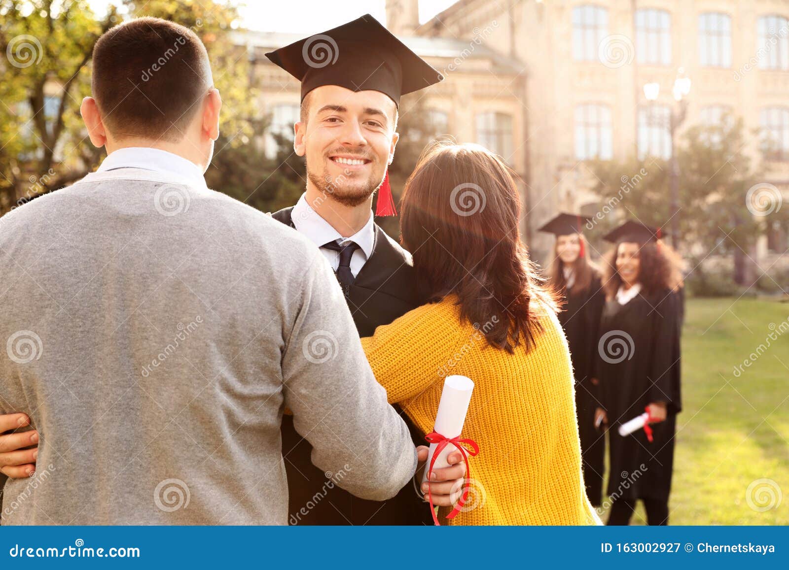 Happy Student with Parents after Graduation Ceremony Stock Image ...