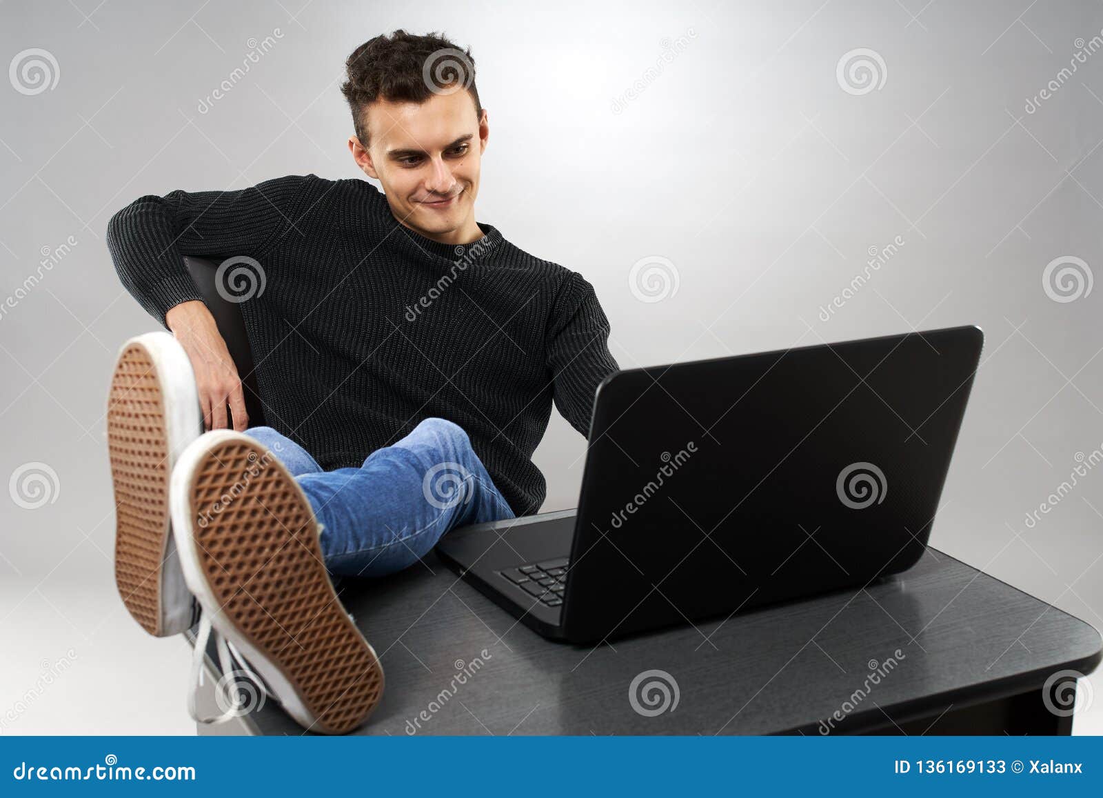 Happy Student Putting His Feet Up Stock Image - Image of college, learn ...