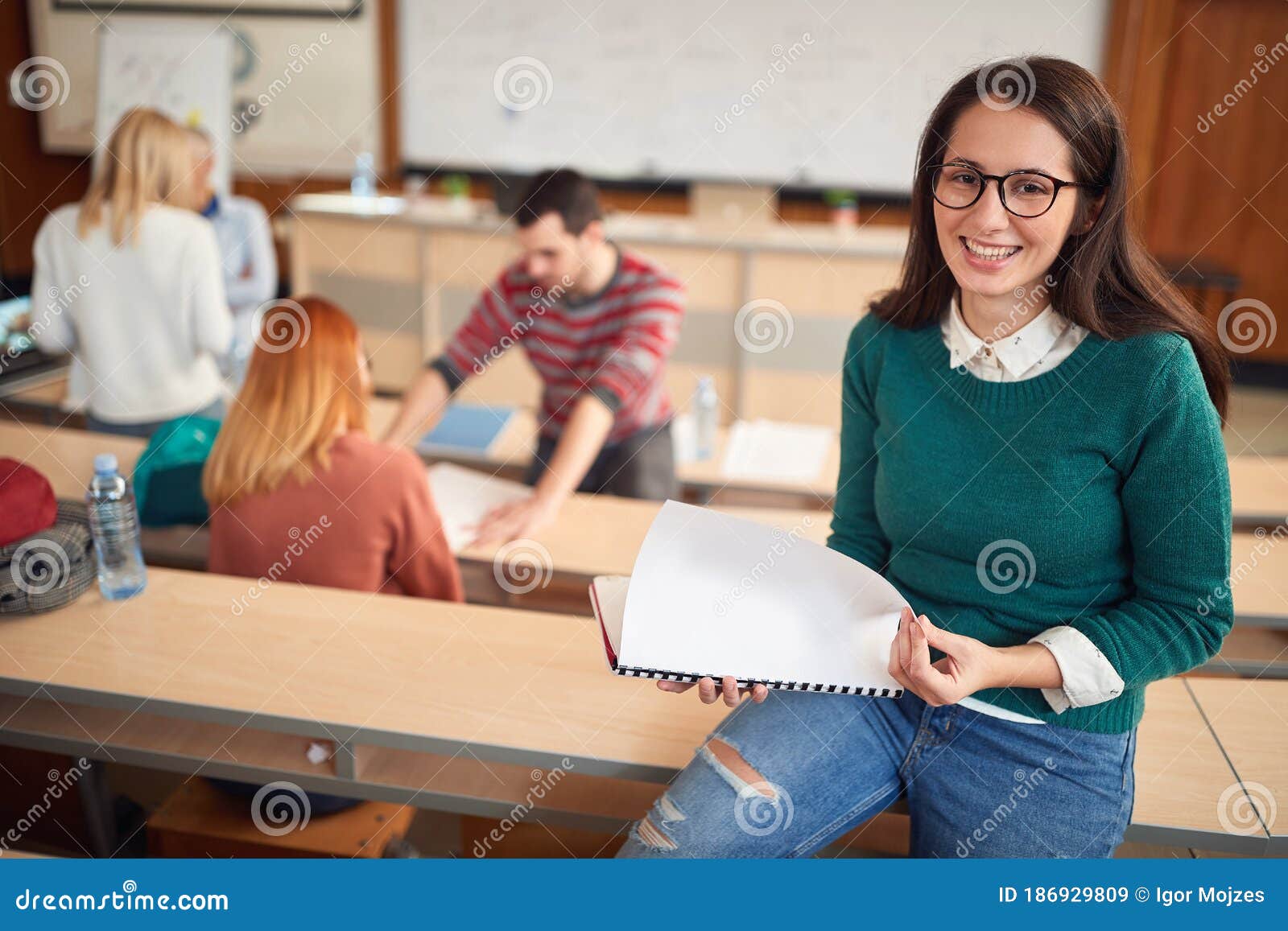 Happy Student Smiling on Lecture Stock Image - Image of listening ...