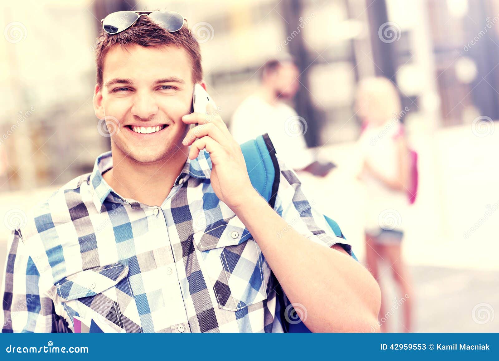 Happy Student Talking on the Phone Stock Image - Image of mobile, books ...