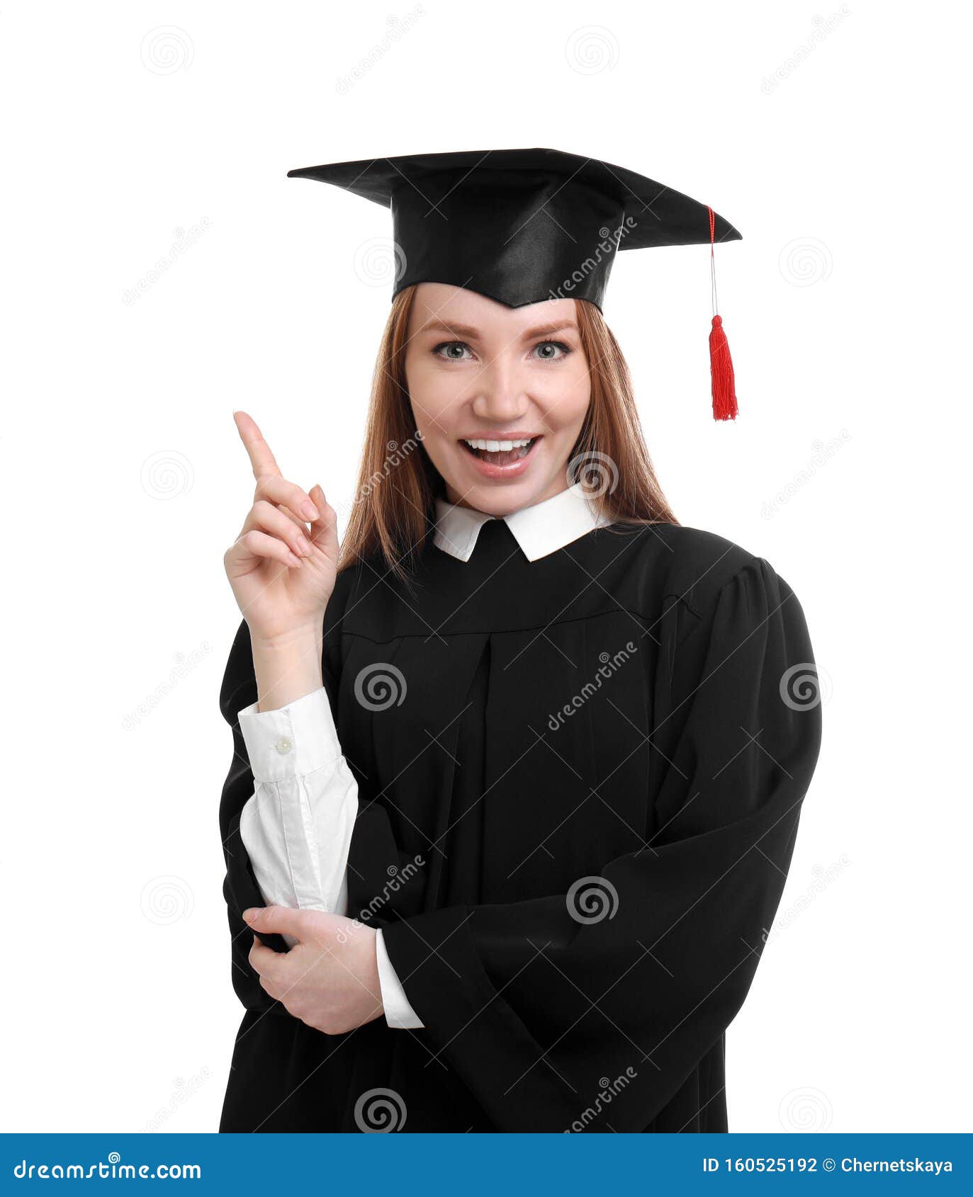 Happy Student Wearing Graduation Hat on White Stock Photo - Image of ...
