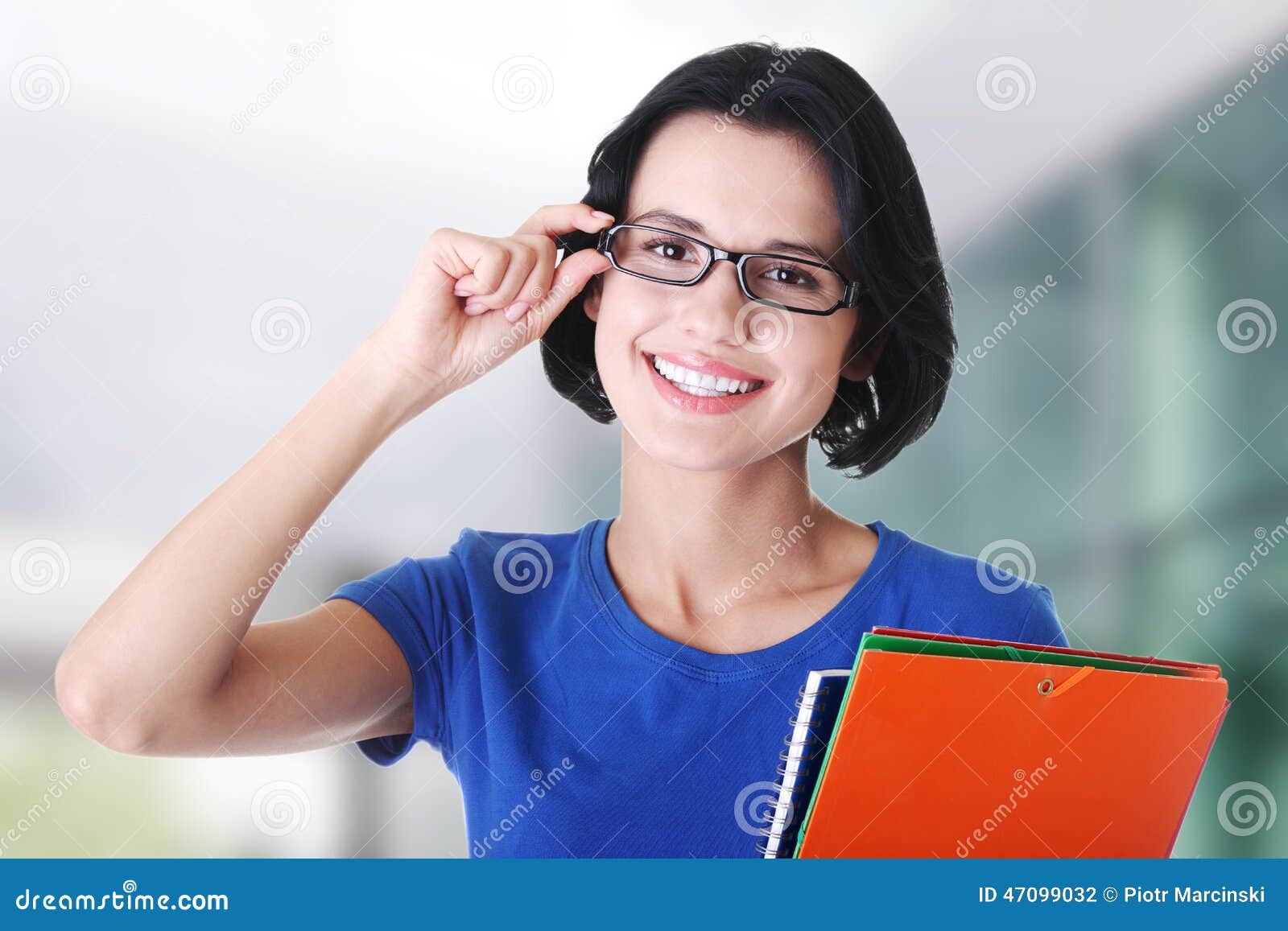Happy Student Woman with Notebooks Stock Photo - Image of healthy ...
