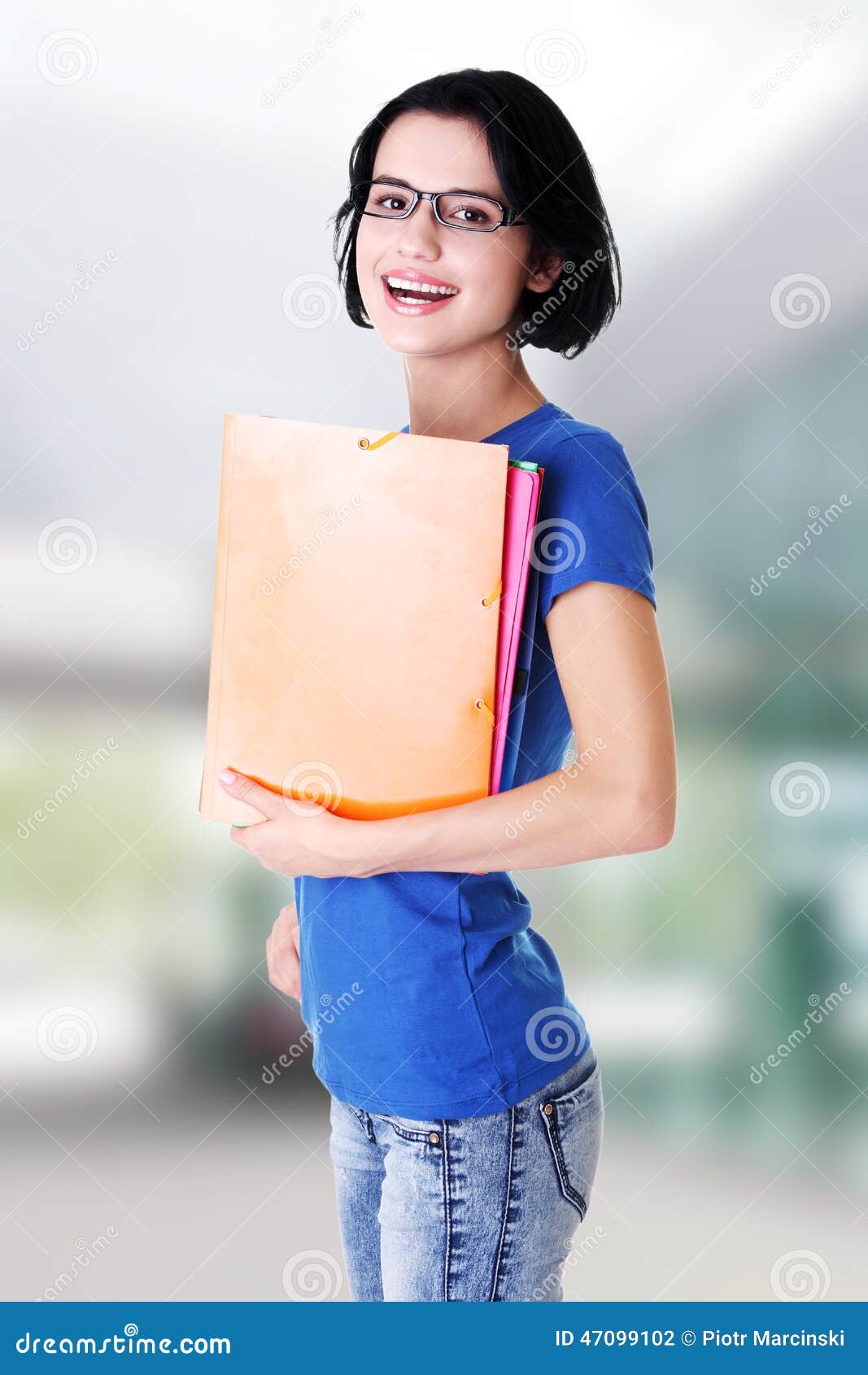 Happy Student Woman with Notebooks Stock Photo - Image of beauty ...