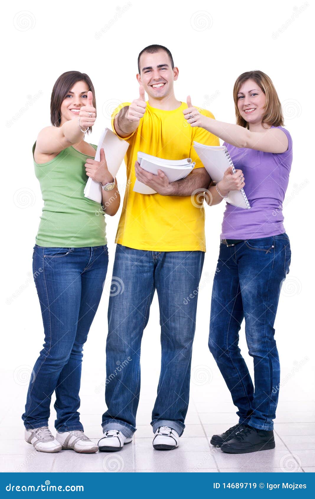 Happy students stock image. Image of sign, pretty, female - 14689719