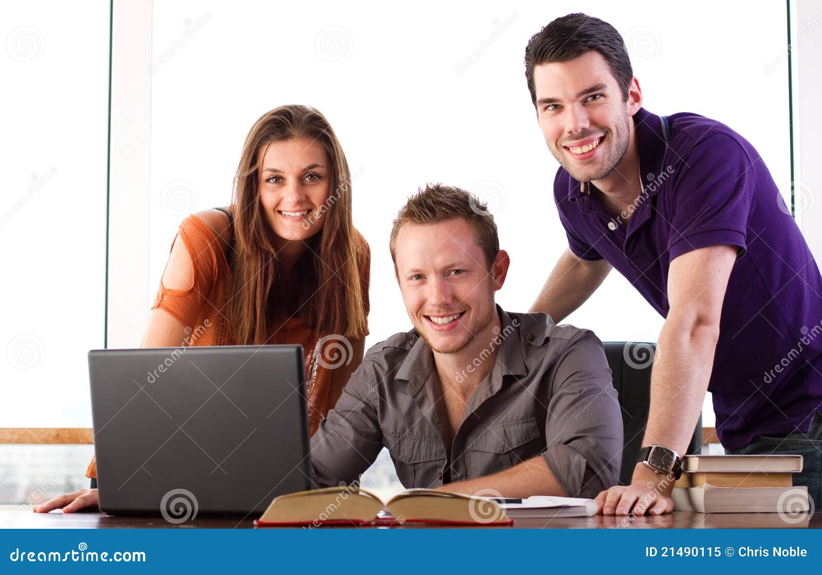 Happy students stock image. Image of laptop, study, computer - 21490115