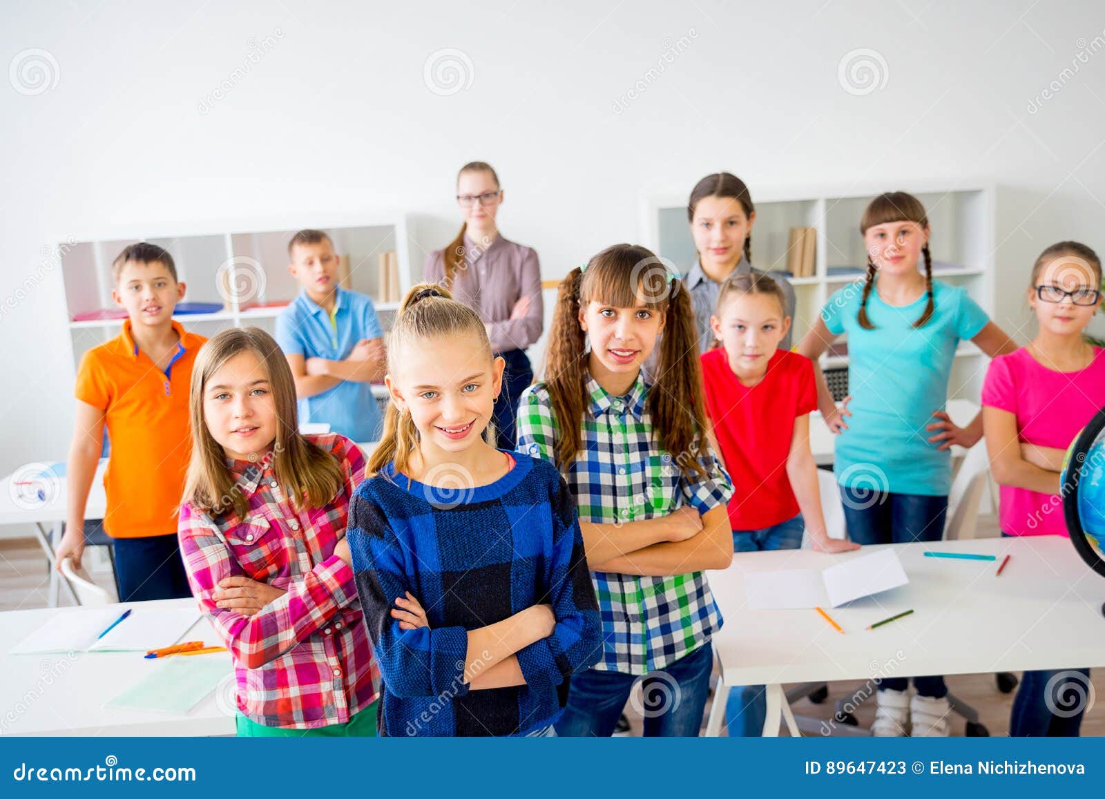Happy Students in Classroom Stock Image - Image of child, caucasian ...