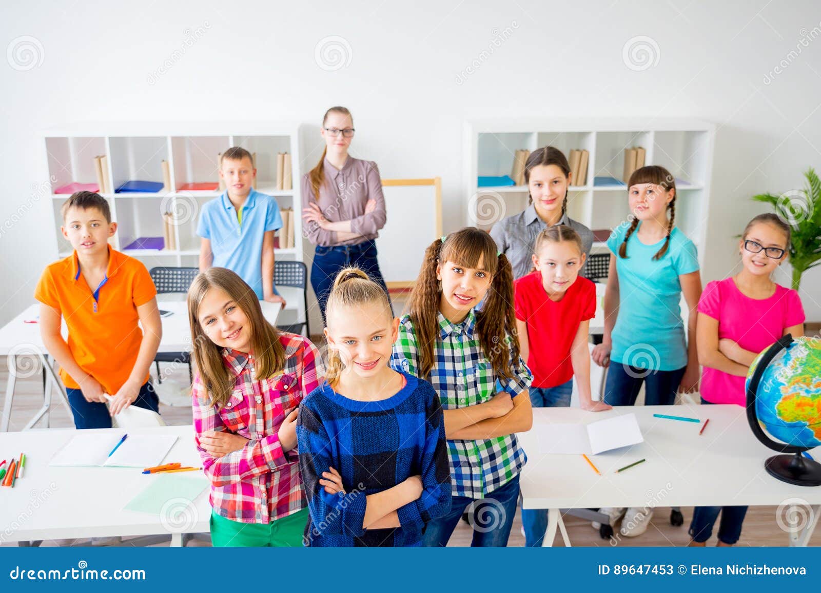 Happy Students in Classroom Stock Image - Image of school, young: 89647453