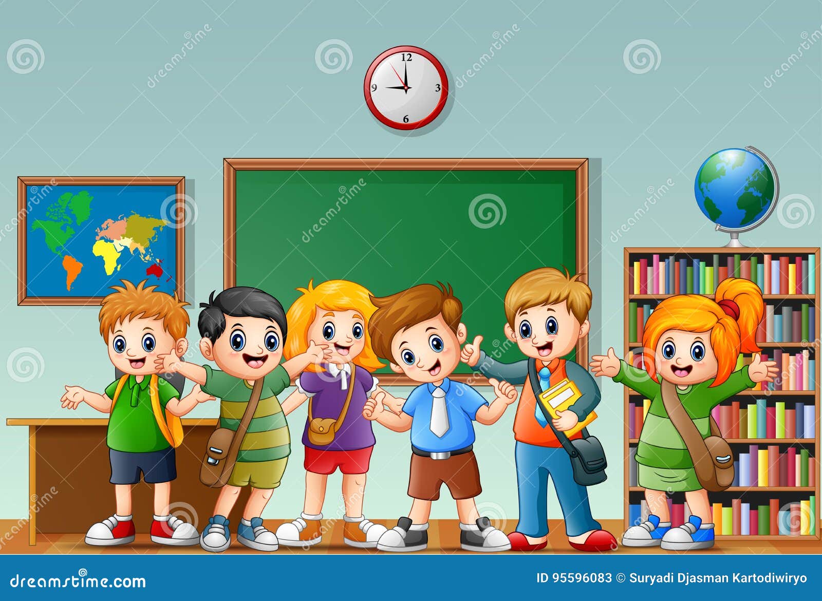 Happy Students in a Classroom Stock Vector - Illustration of school ...