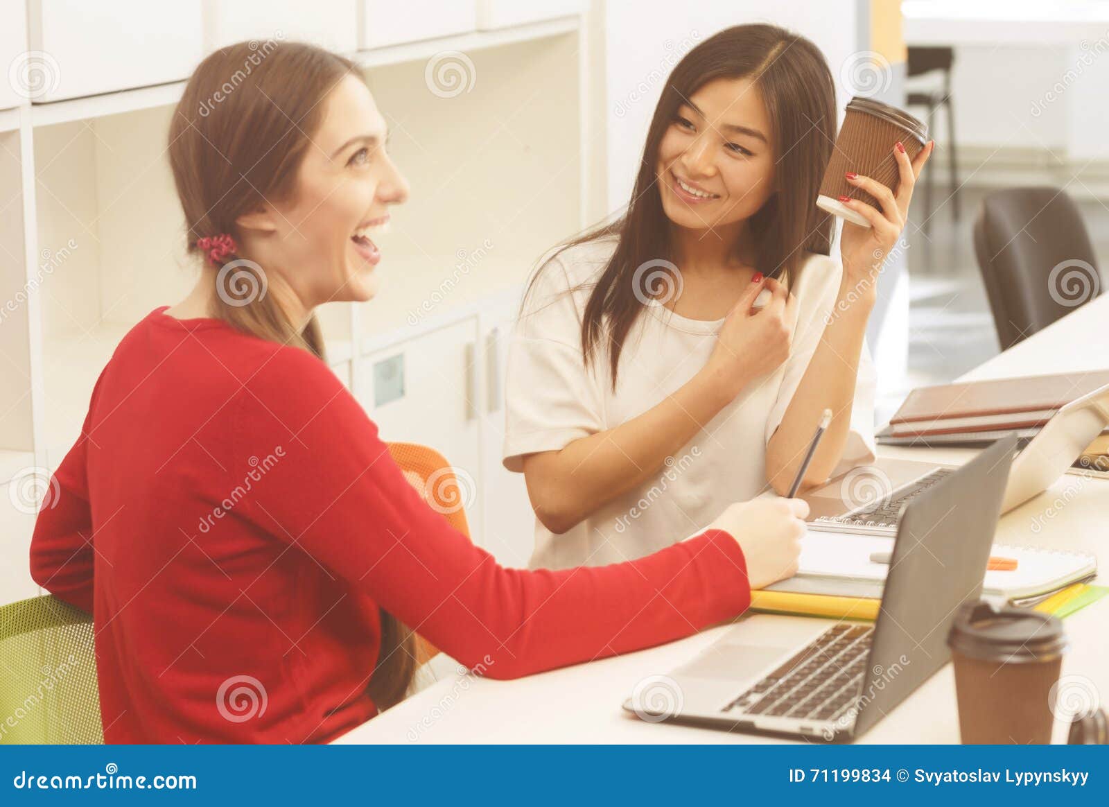 Happy Students Communicating Stock Photo - Image of concept, drinking ...